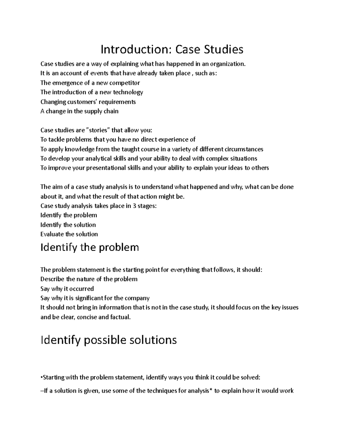 Case Studies - case study methodology - Introduction: Case Studies Case studies are a way of ...