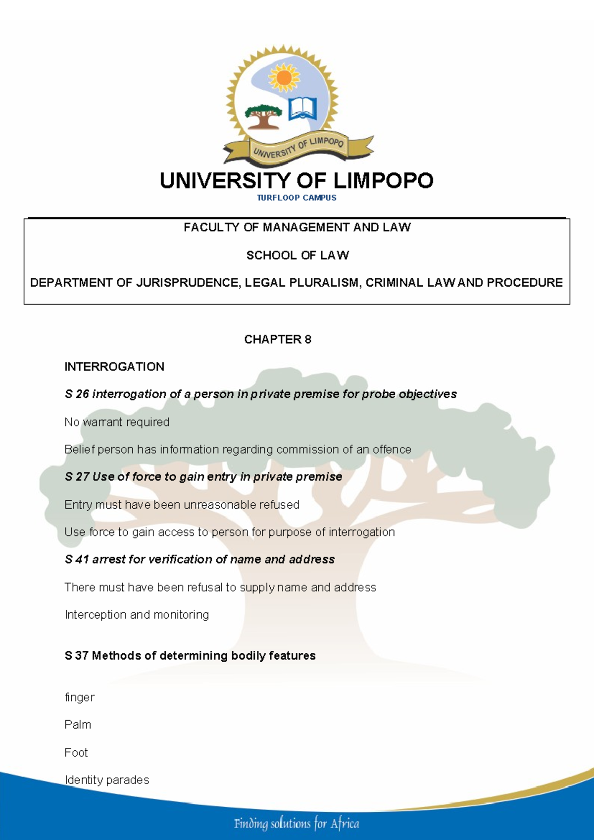 BB Chapter 8 - guh hfctgyhuij nmjkl;poiouhygv - UNIVERSITY OF LIMPOPO ...