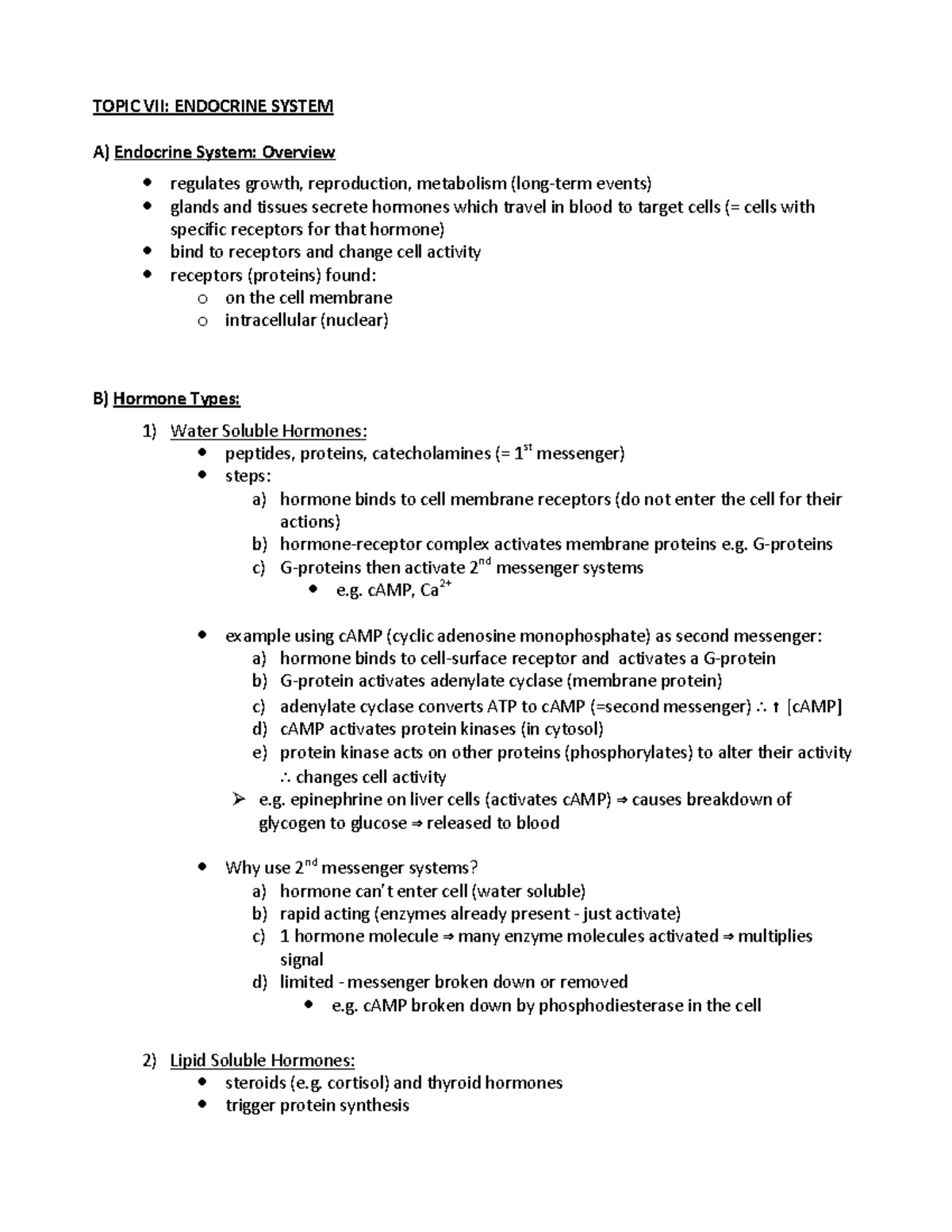 7 - Topic VII - Endocrine System - TOPIC VII: ENDOCRINE SYSTEM A ...