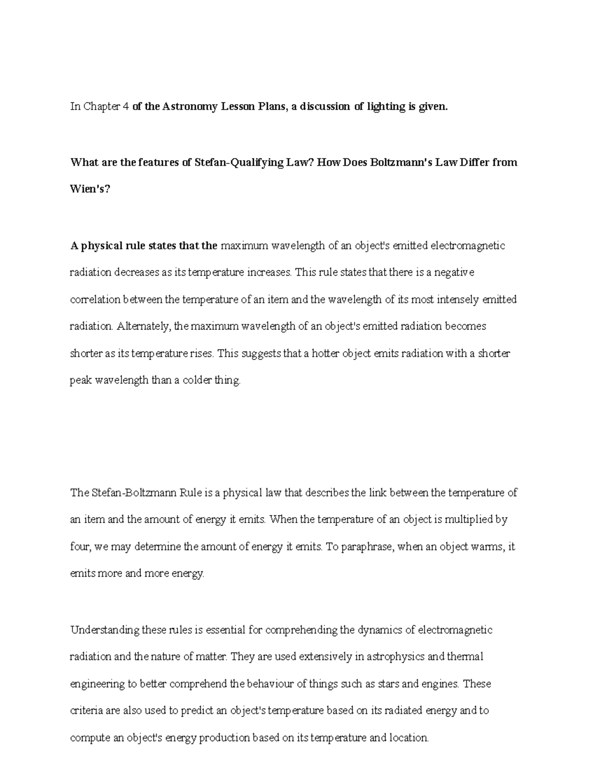 Astronomy 4 - notes - In Chapter 4 of the Astronomy Lesson Plans, a ...