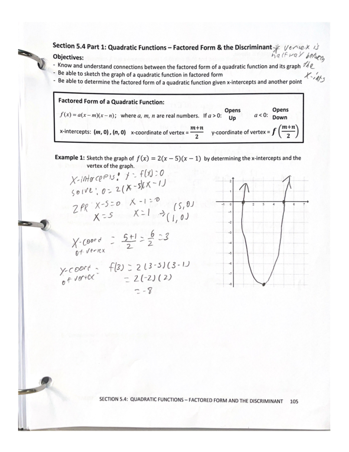 Objectives - College Algebra - Section 5 Part 1: Quadratic Functions ...