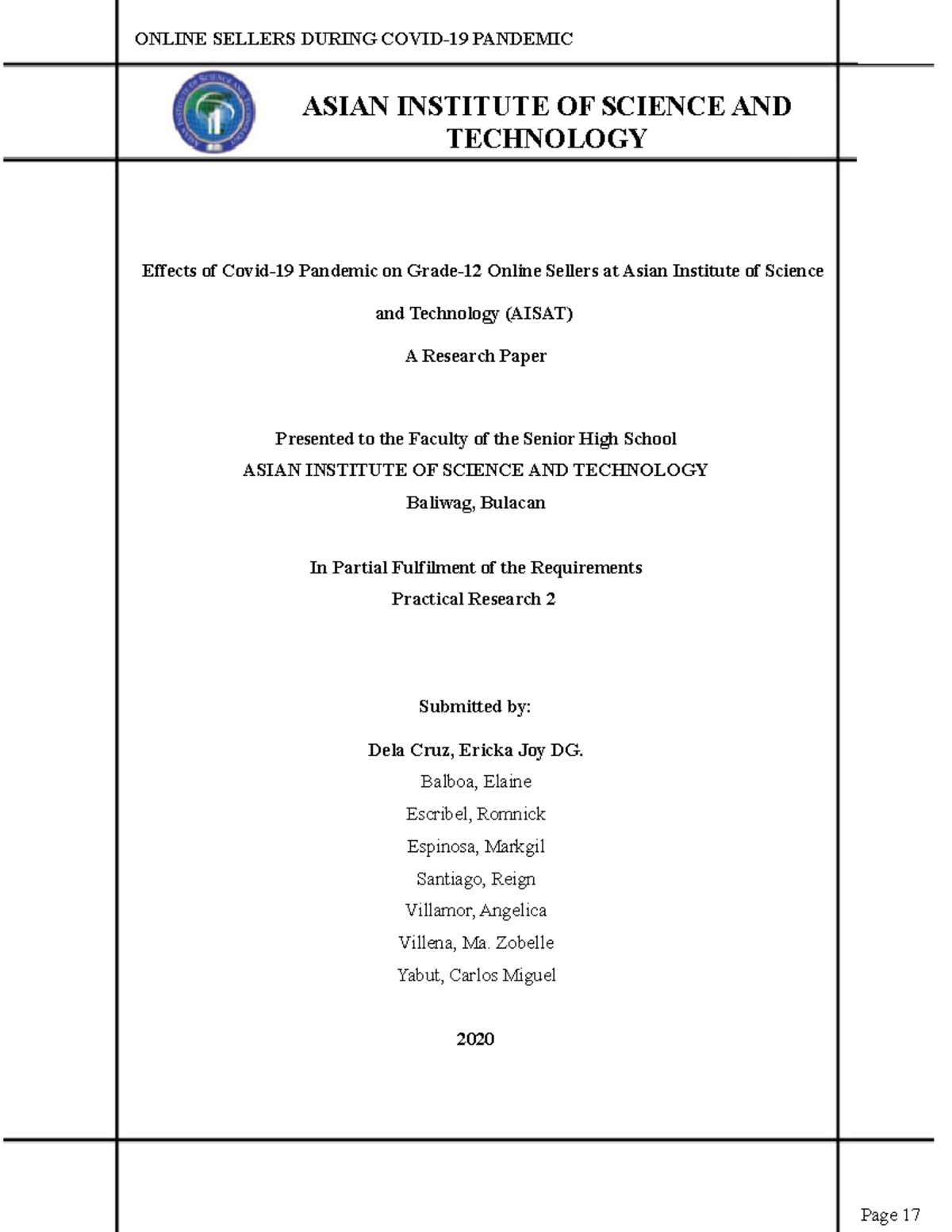 Group # 1.ABM-GB3AA PR2- Chapter 3 - Effects of Covid-19 Pandemic on ...