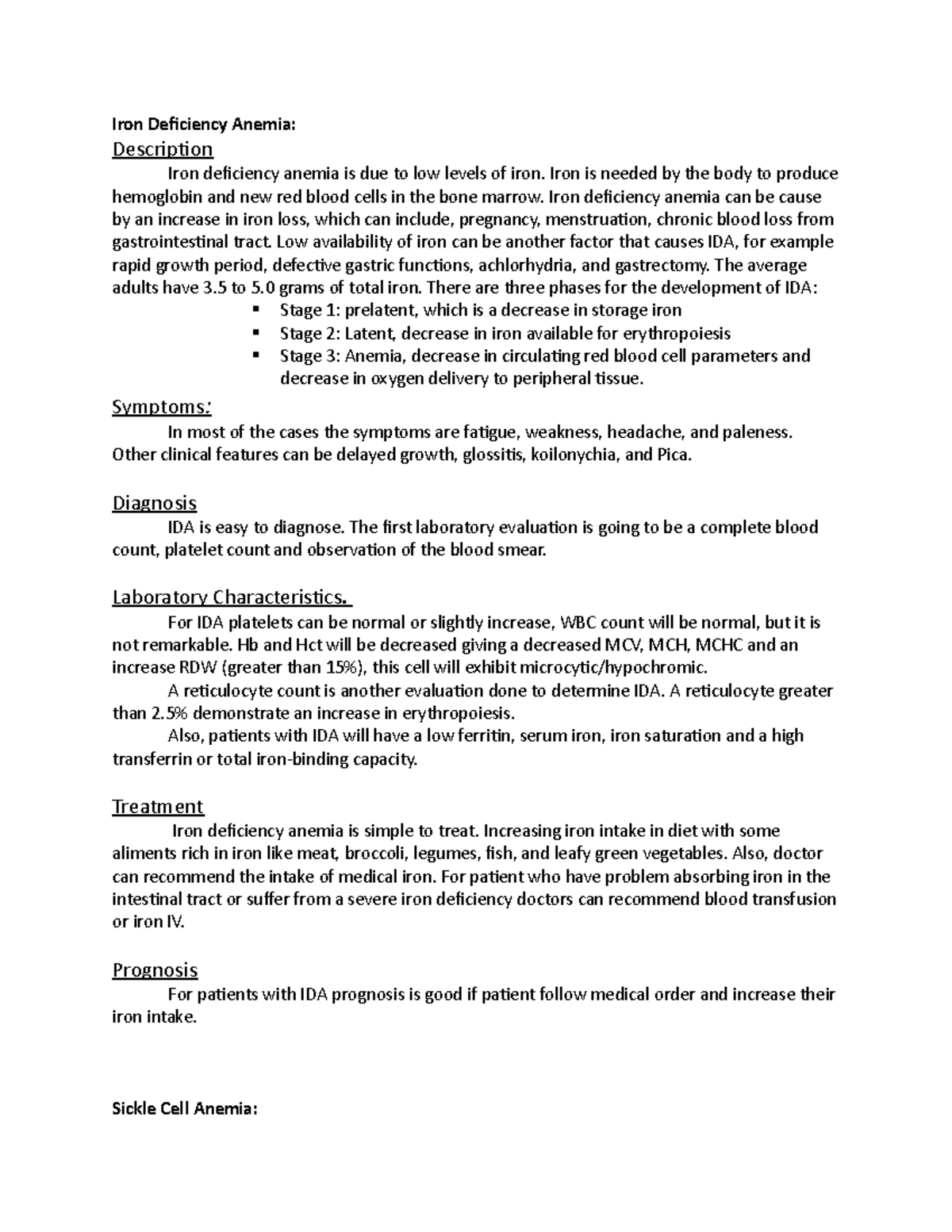 Notebook 2018 draft - Iron Deficiency Anemia: Description Iron ...
