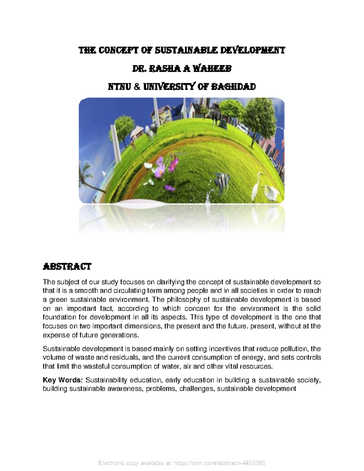 Sustainable Development - The concept of sustainable development Dr ...