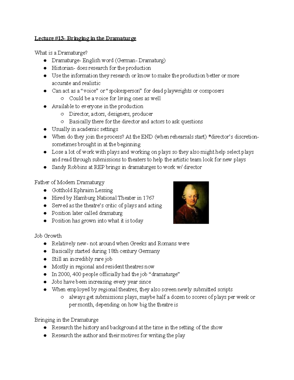 THEA242- Lectures 13-21 - Lecture #13- Bringing in the Dramaturge What ...