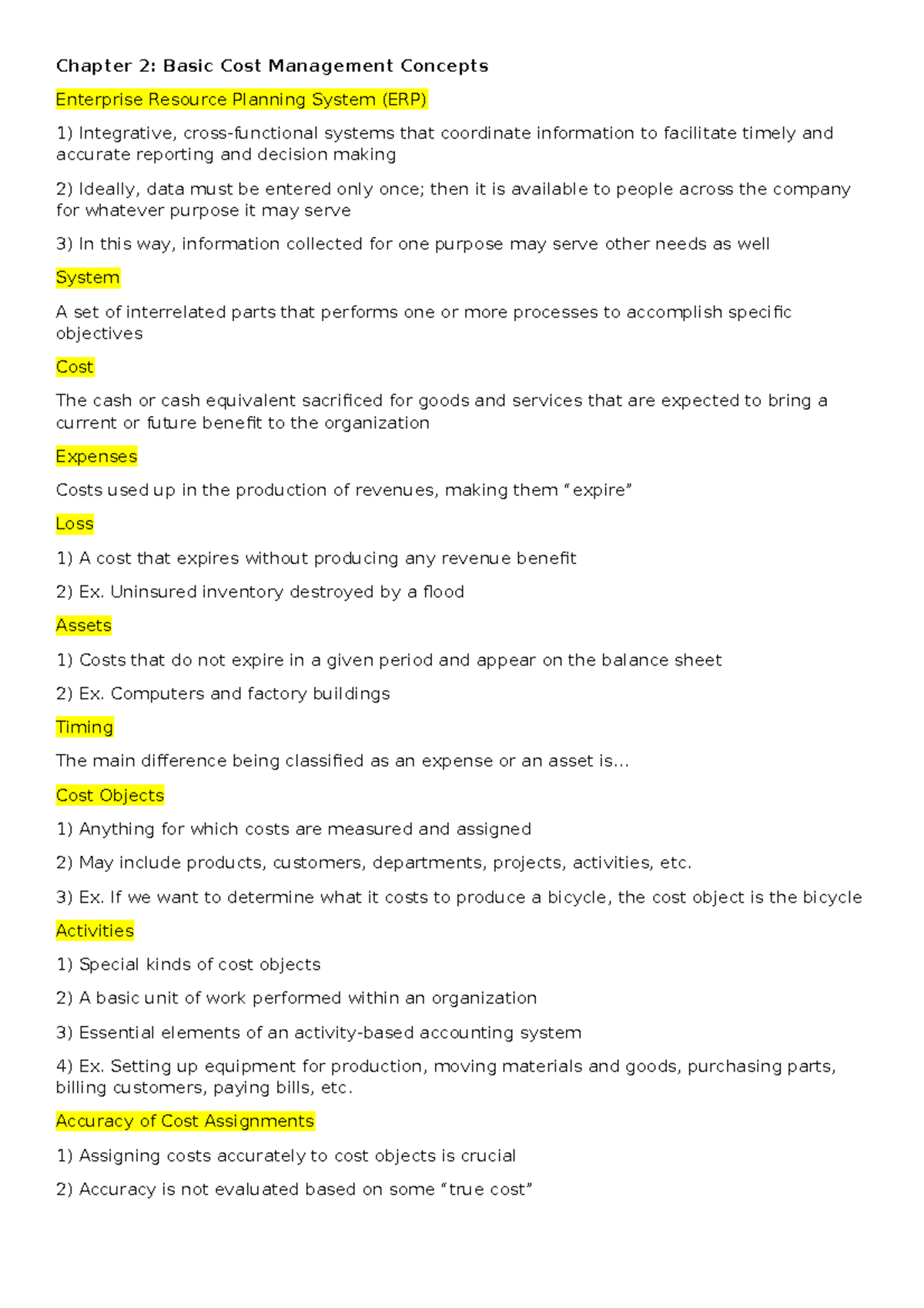Chapter 2 Basic Cost Management - Chapter 2: Basic Cost Management ...
