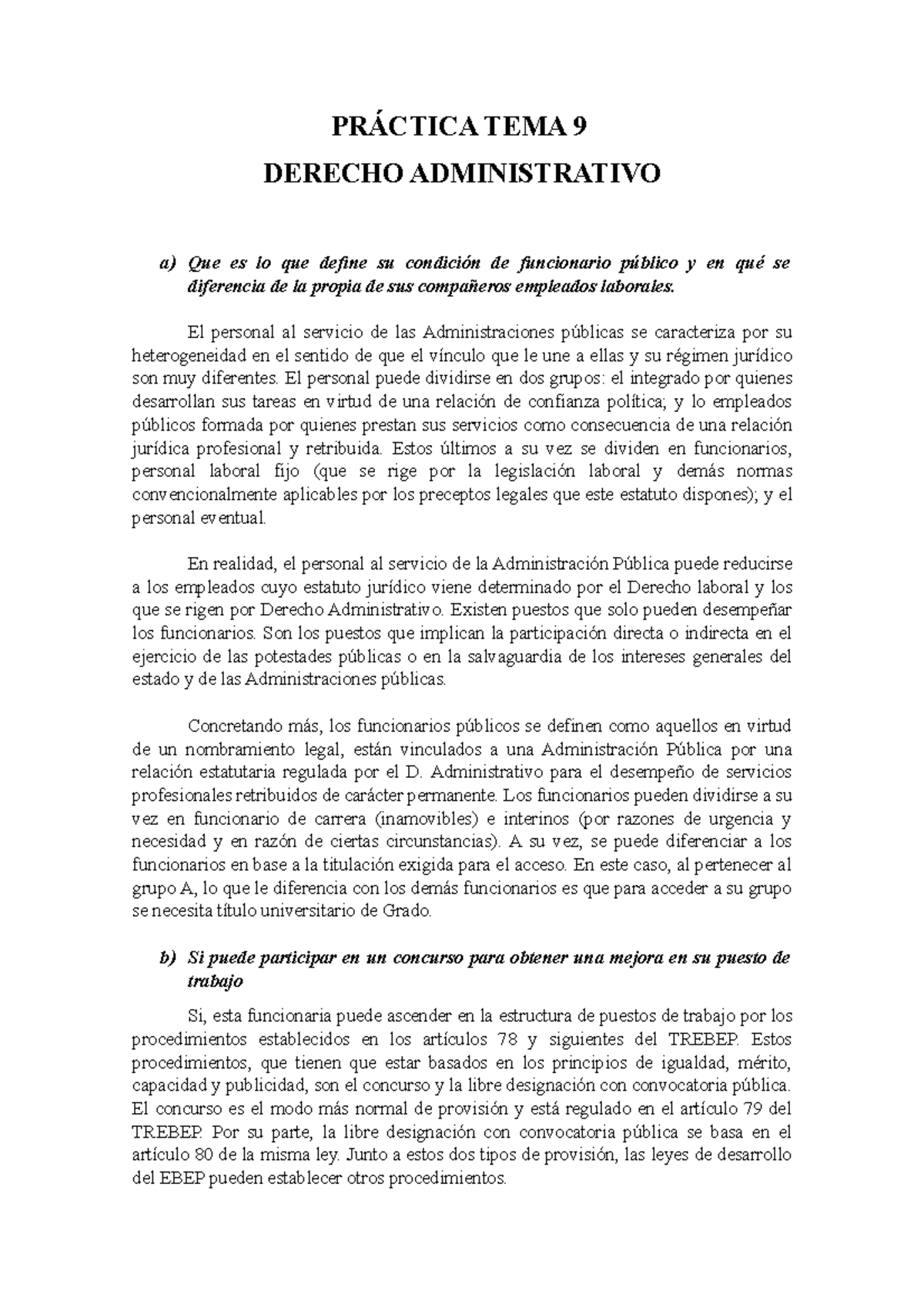 Práctica TEMA 9 - práctica admin II facultad derecho US - PRÁCTICA TEMA 9 DERECHO ADMINISTRATIVO ...