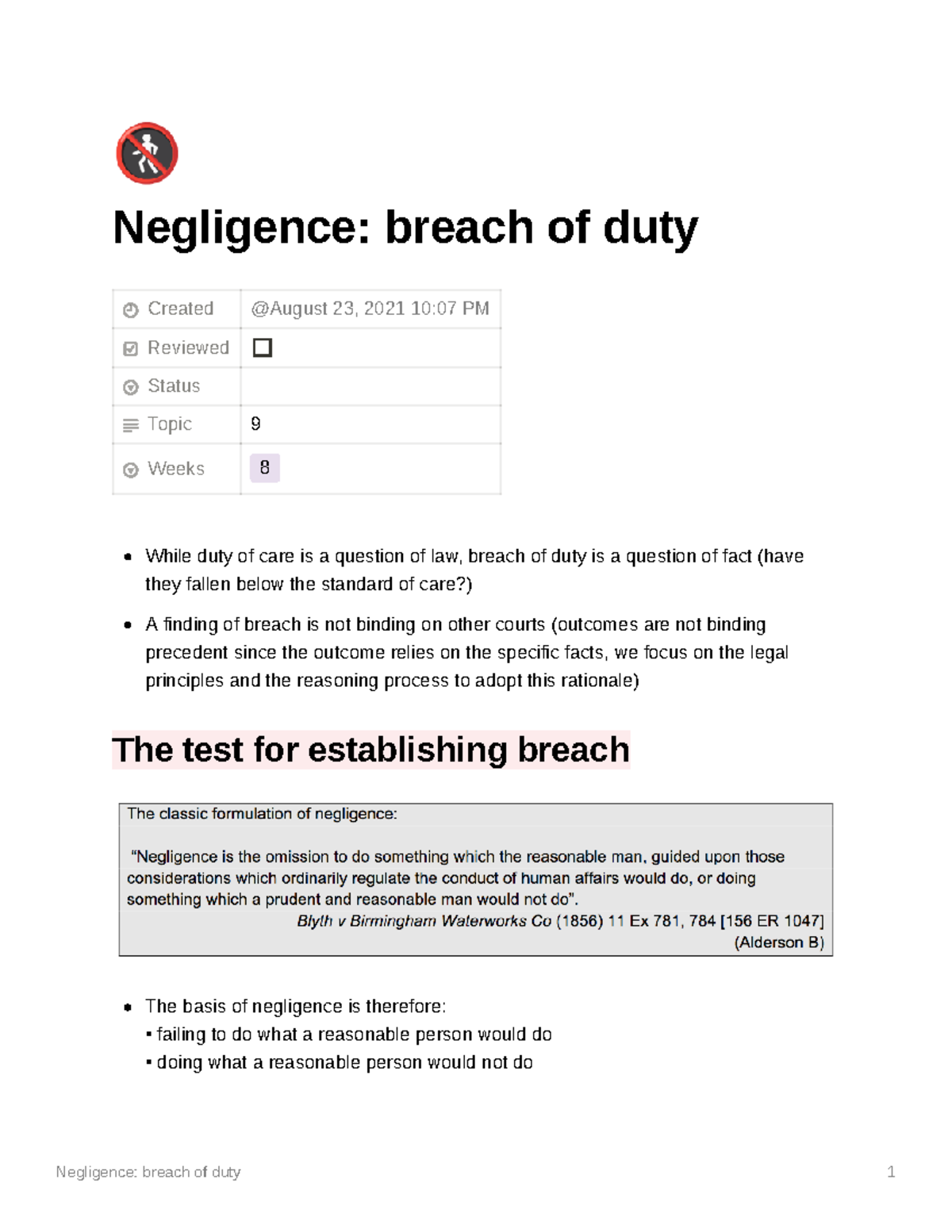Negligence breach of duty - ý Negligence: breach of duty Created ...