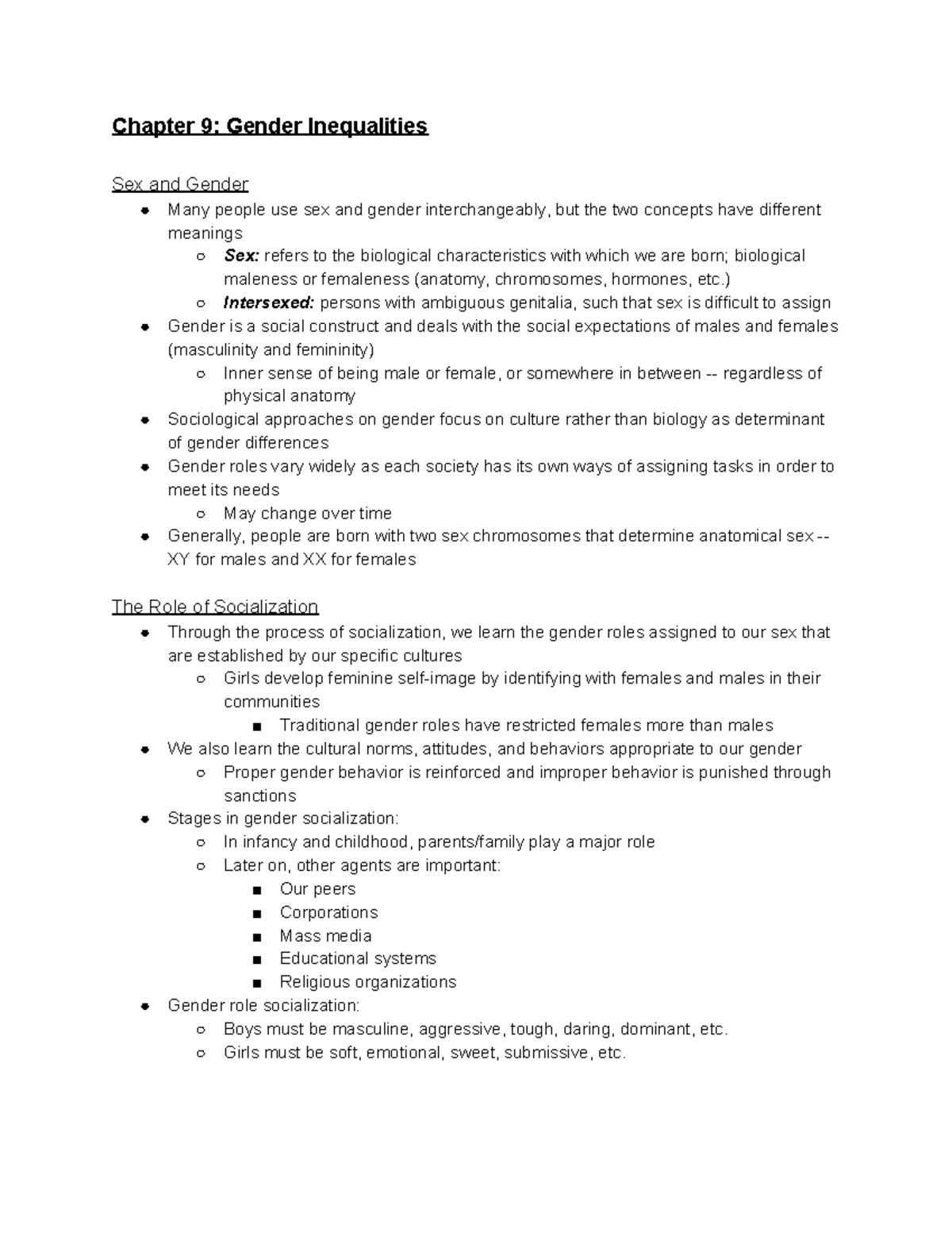 Chapter 9: Gender Inequalities - Chapter 9: Gender Inequalities Sex and ...