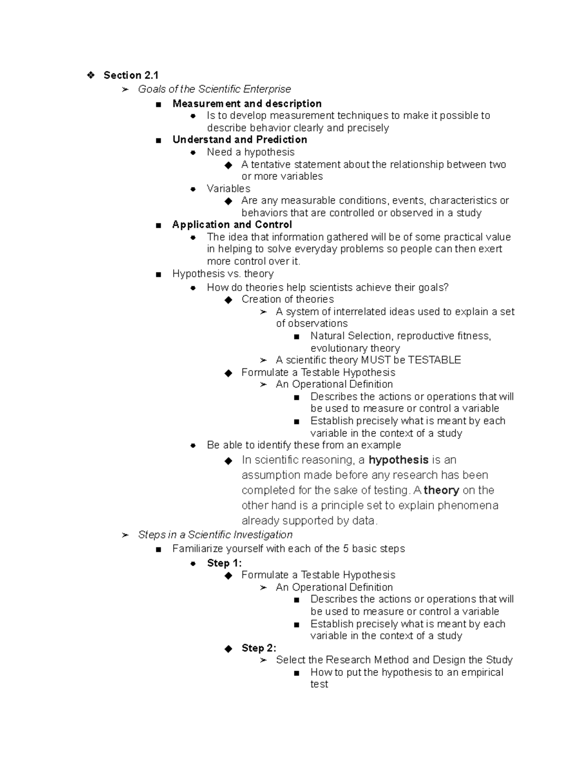 Study Guide FOR Chapter 2 - Section 2. Goals of the Scientific Enterprise Measurement and - Studocu