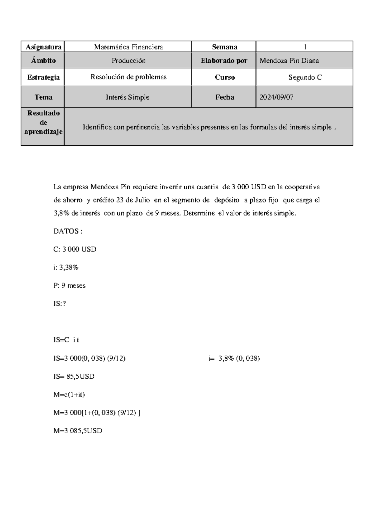 Mendoza Pin Diana 2C (2) - La empresa Mendoza Pin requiere invertir una ...
