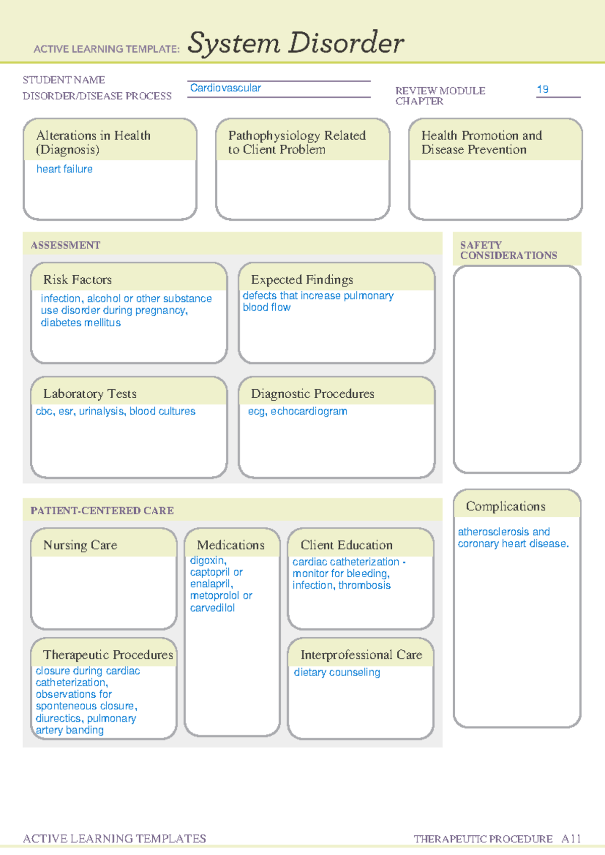 20 pn ncc 11.0 chp 19 System Disorder form - STUDENT NAME DISORDER ...