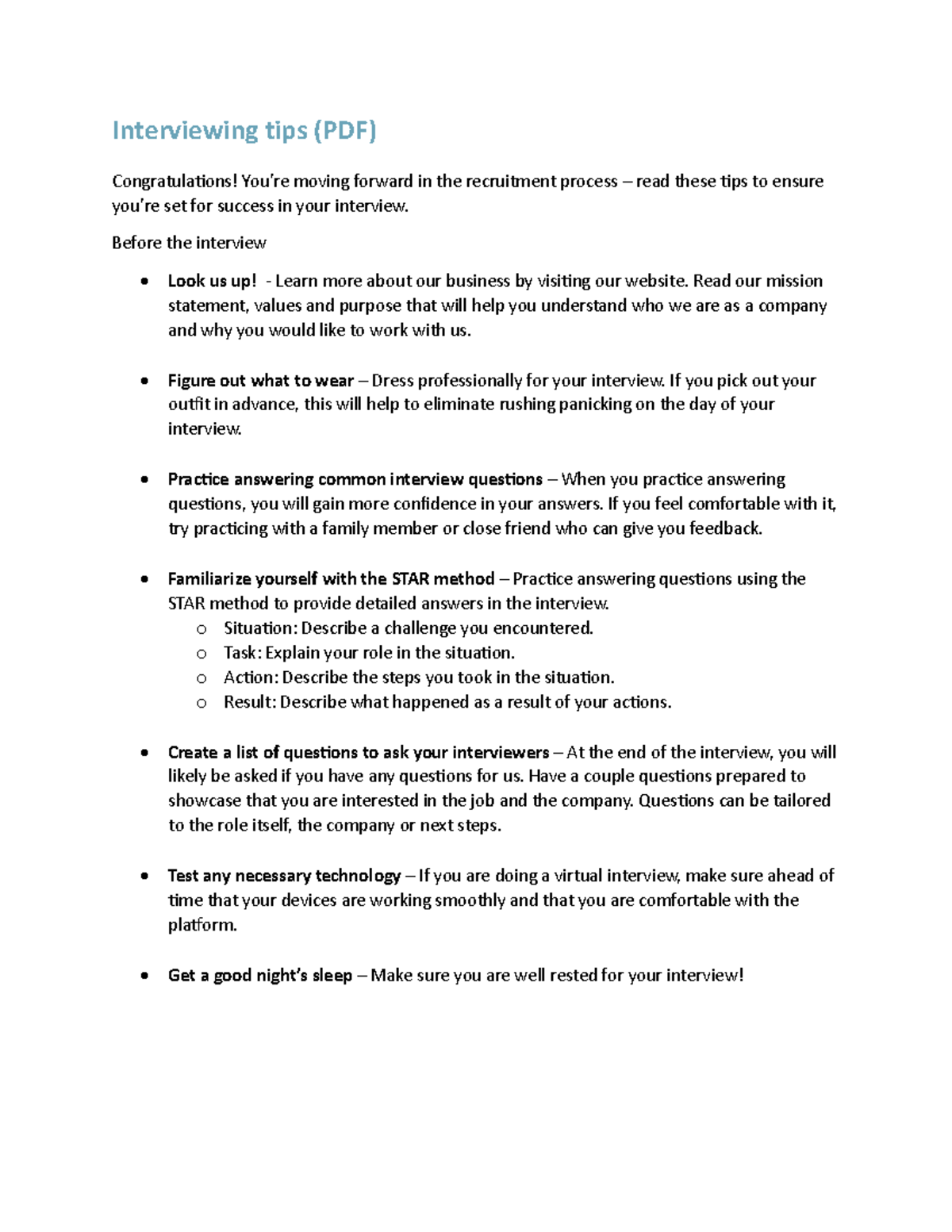 Interviewing-tips - Summary - Interviewing tips (PDF) Congratula ons! You’re moving forward in ...
