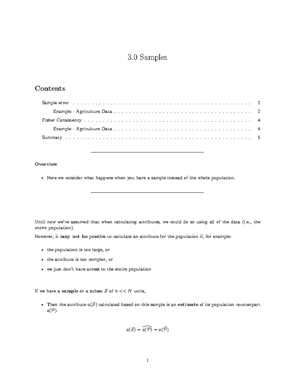 3 - lecture notes - 3 Samples Contents Sample error