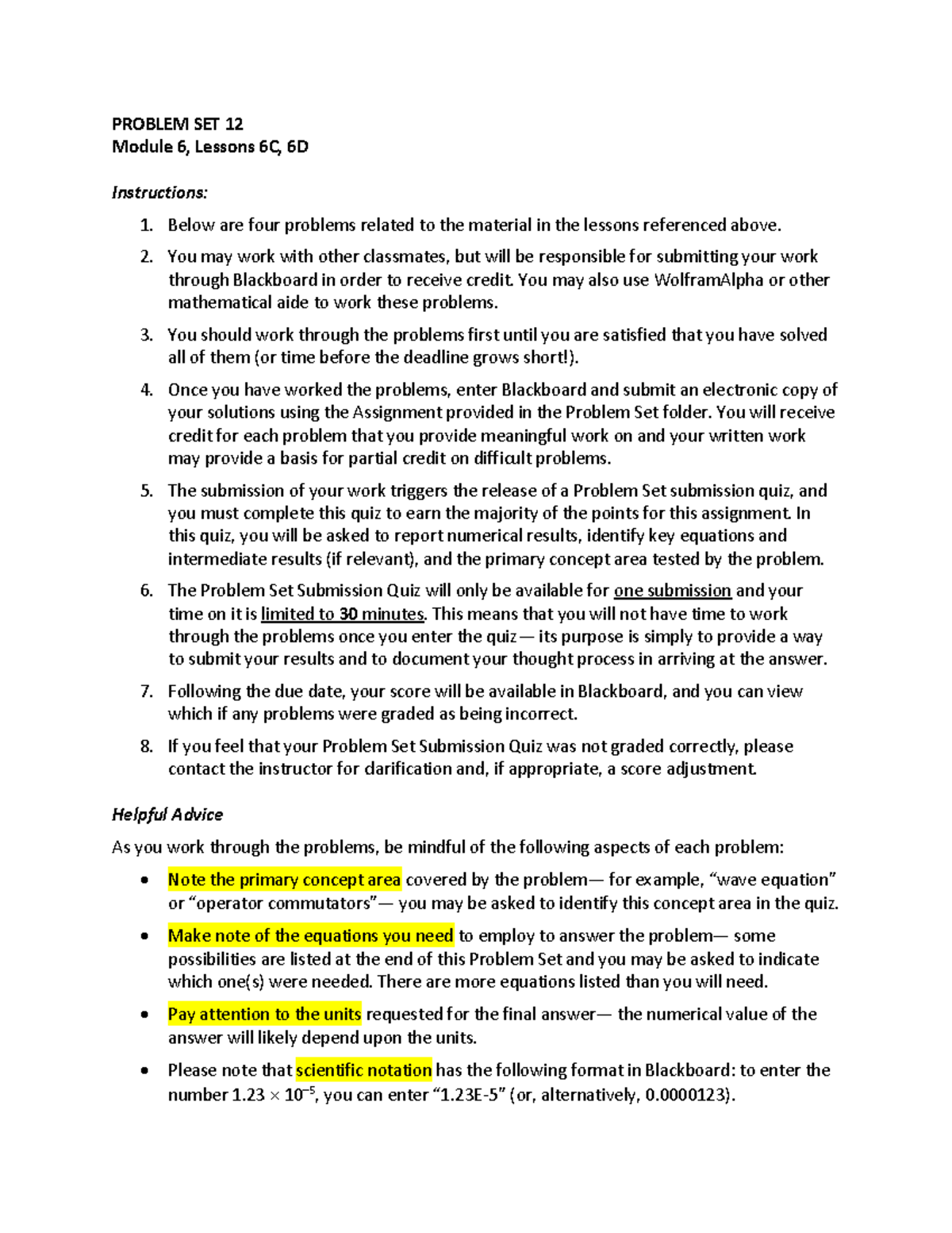 Problem Set 12-2022 - zzz - PROBLEM SET 12 Module 6, Lessons 6C, 6D ...