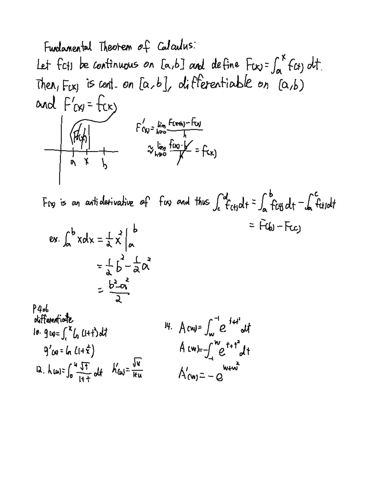 Math 141 lecture 3 - Fundamental Theorem of Calculus Let fc be ...