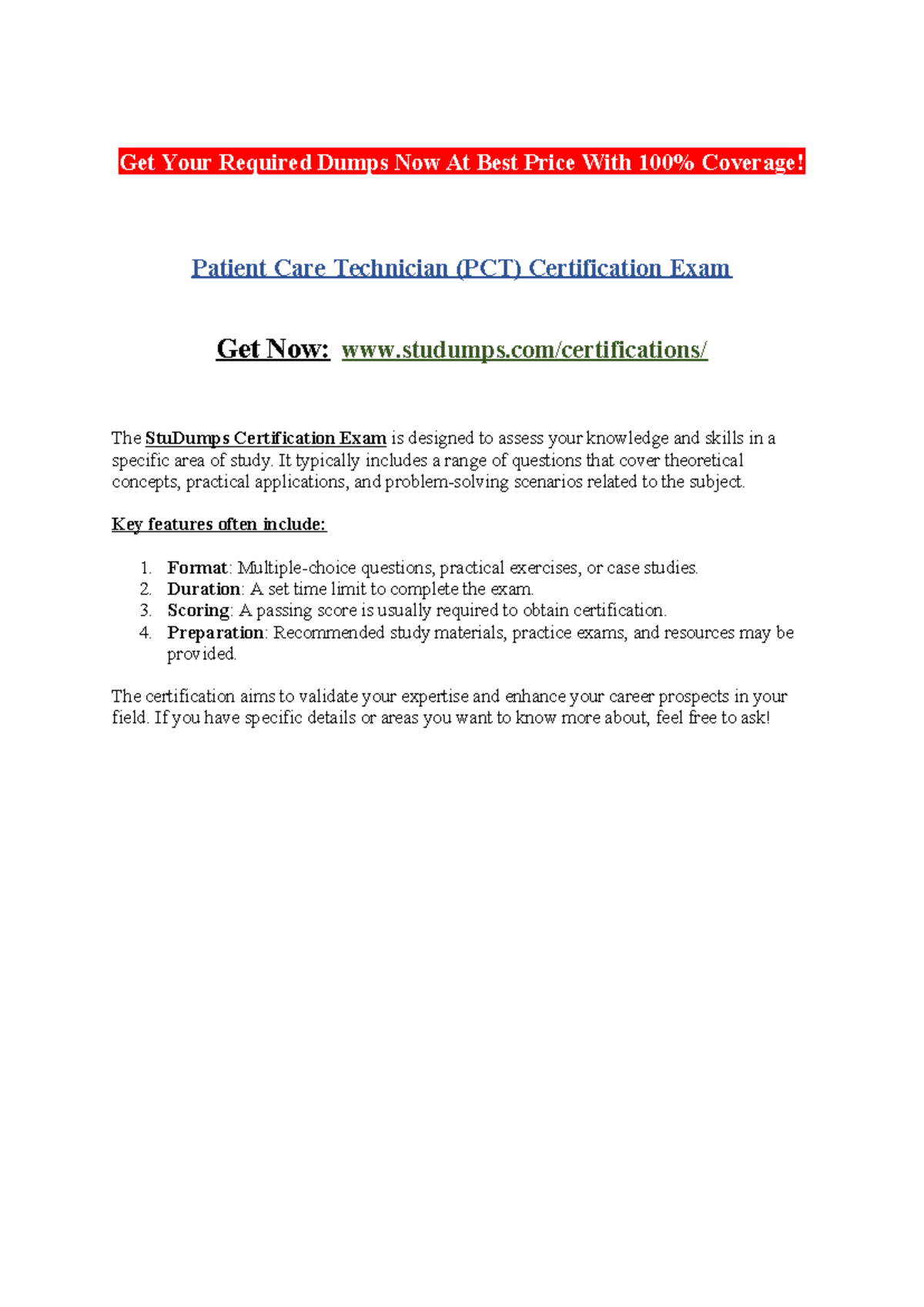 Patient Care Technician (PCT) Certification Exam - Get Your Required ...