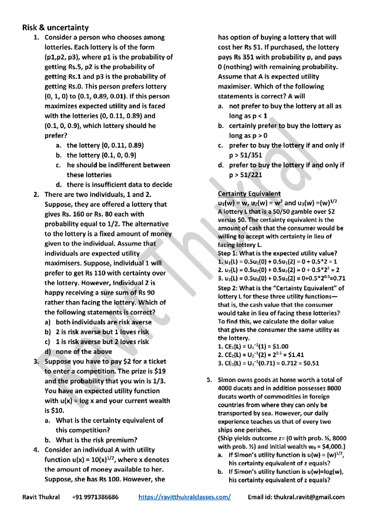 Assignment-Risk & uncertainty - Game Theory - Studocu
