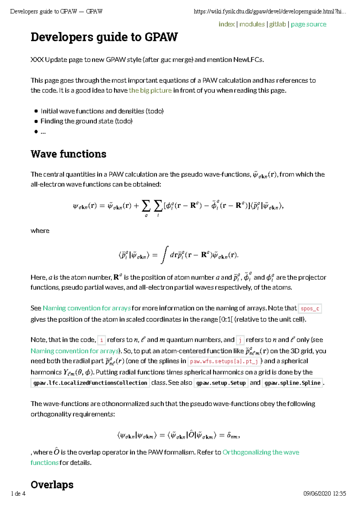 Developers guide to GPAW — GPAW - index | modules | gitlab | page ...