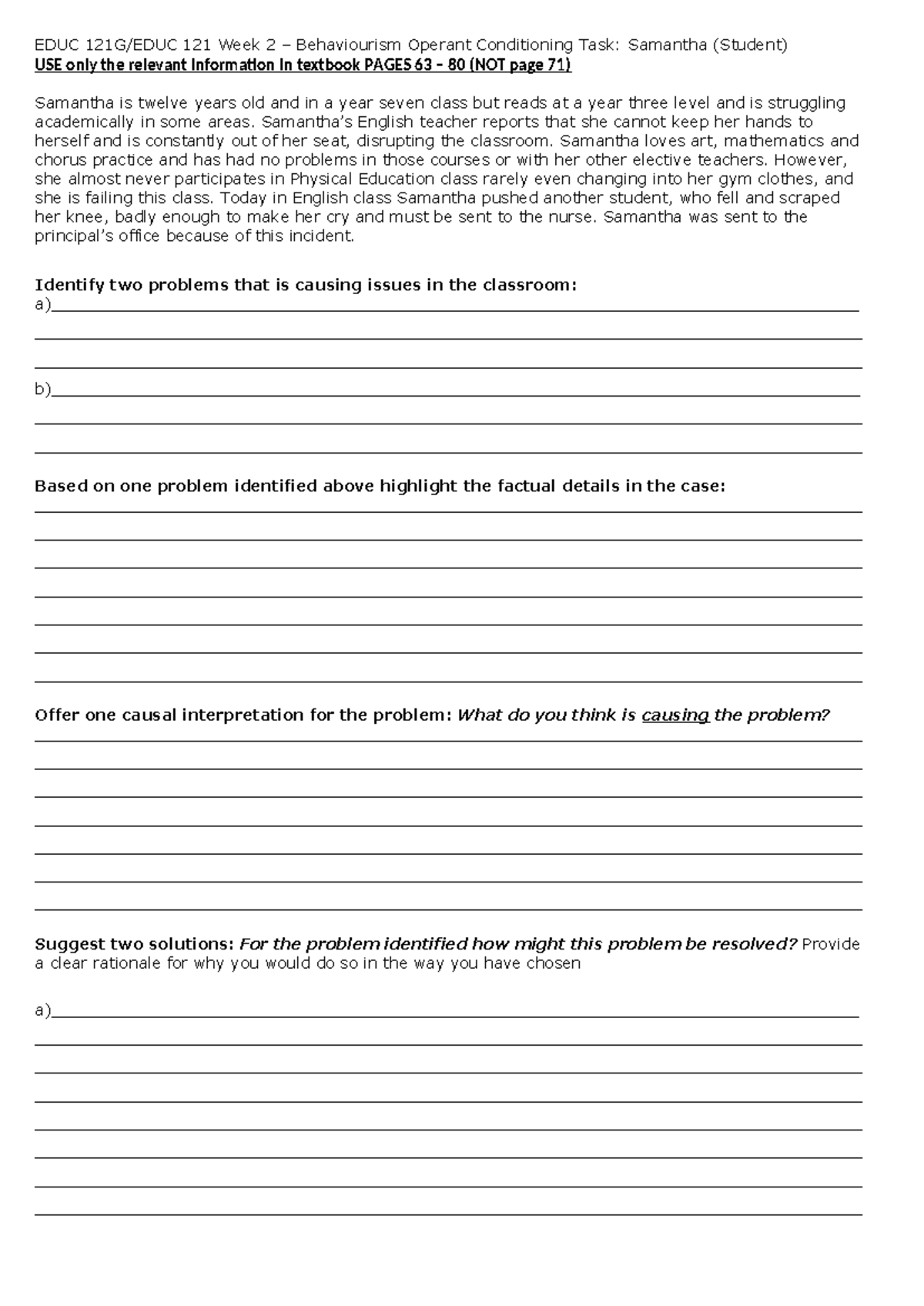 2024 EDUC 121G 121 Week 2 Assessment TASK - EDUC 121G/EDUC 121 Week 2 ...