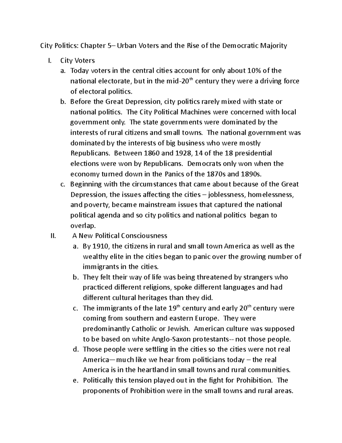 City Politics.chapter 5 - City Politics: Chapter 5– Urban Voters and ...