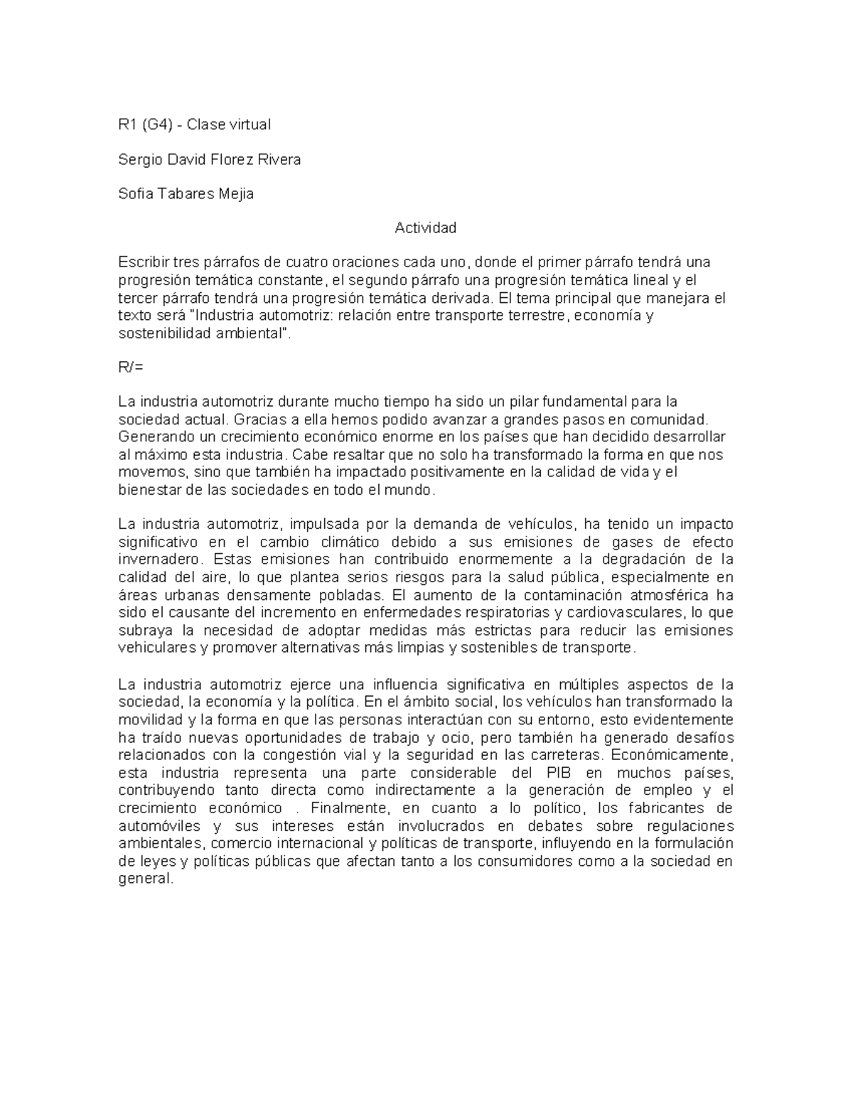 Actividad resis - R1 (G4) - Clase virtual Sergio David Florez Rivera ...