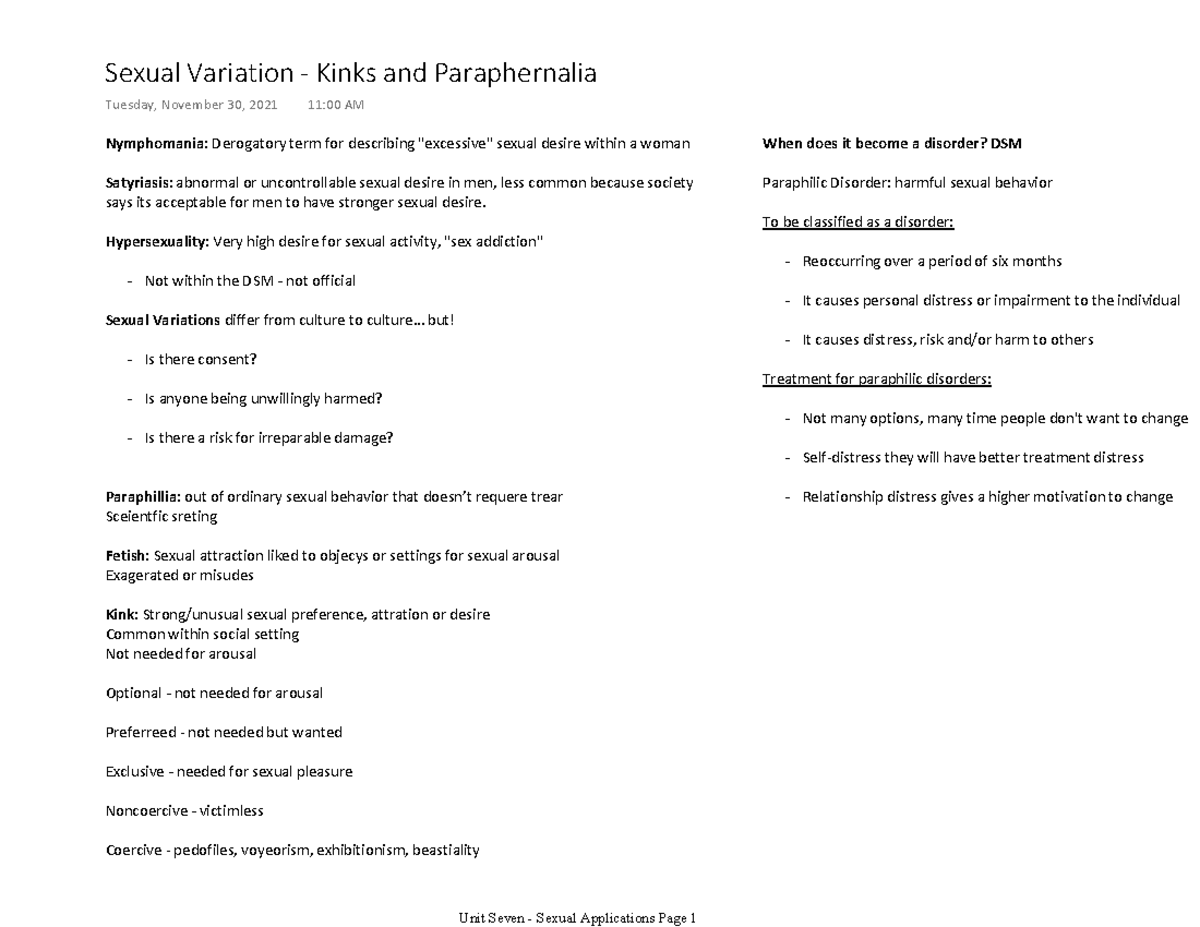 11-30-21 Kinks and Paraphenalia - Nymphomania: Derogatory term for ...