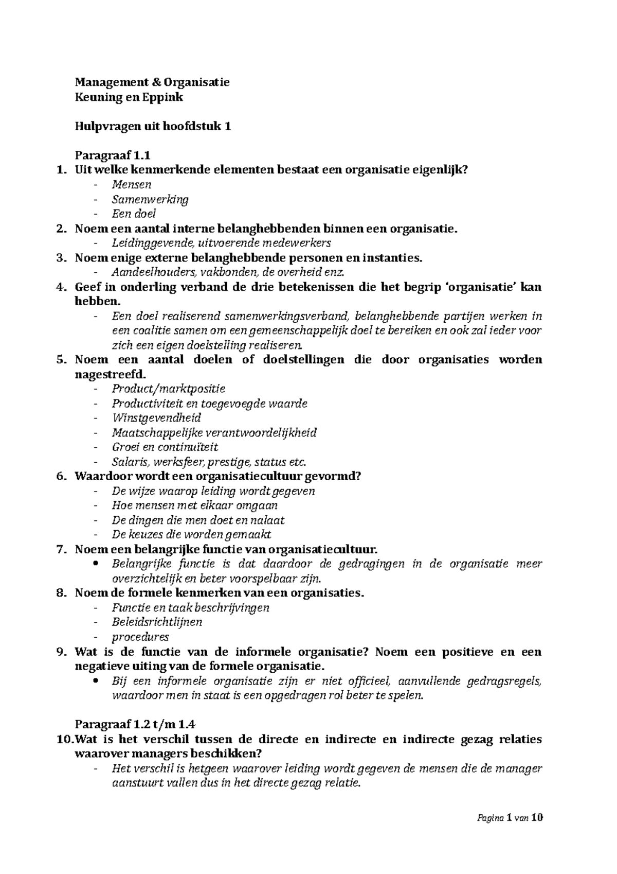 Verplichte opgaven - Management Organisatie Keuning en Eppink ...