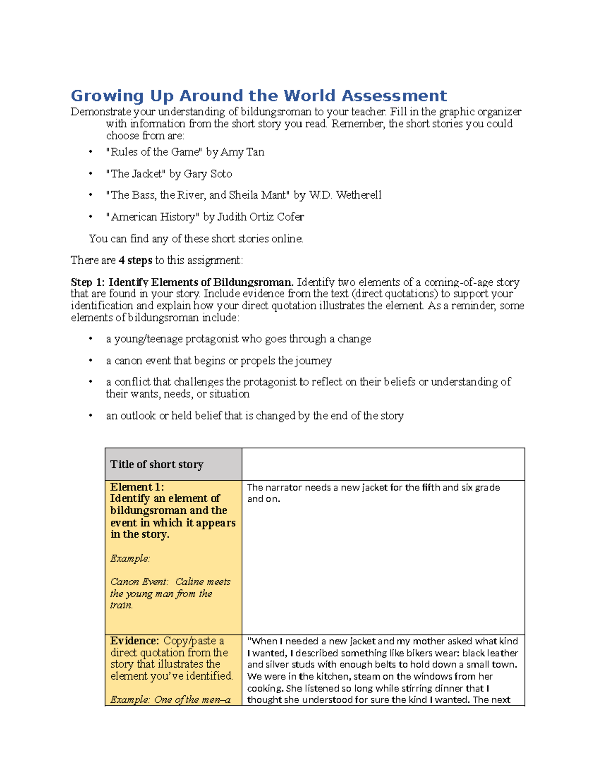 02 03 english 2 - Growing Up Around the World Assessment Demonstrate ...