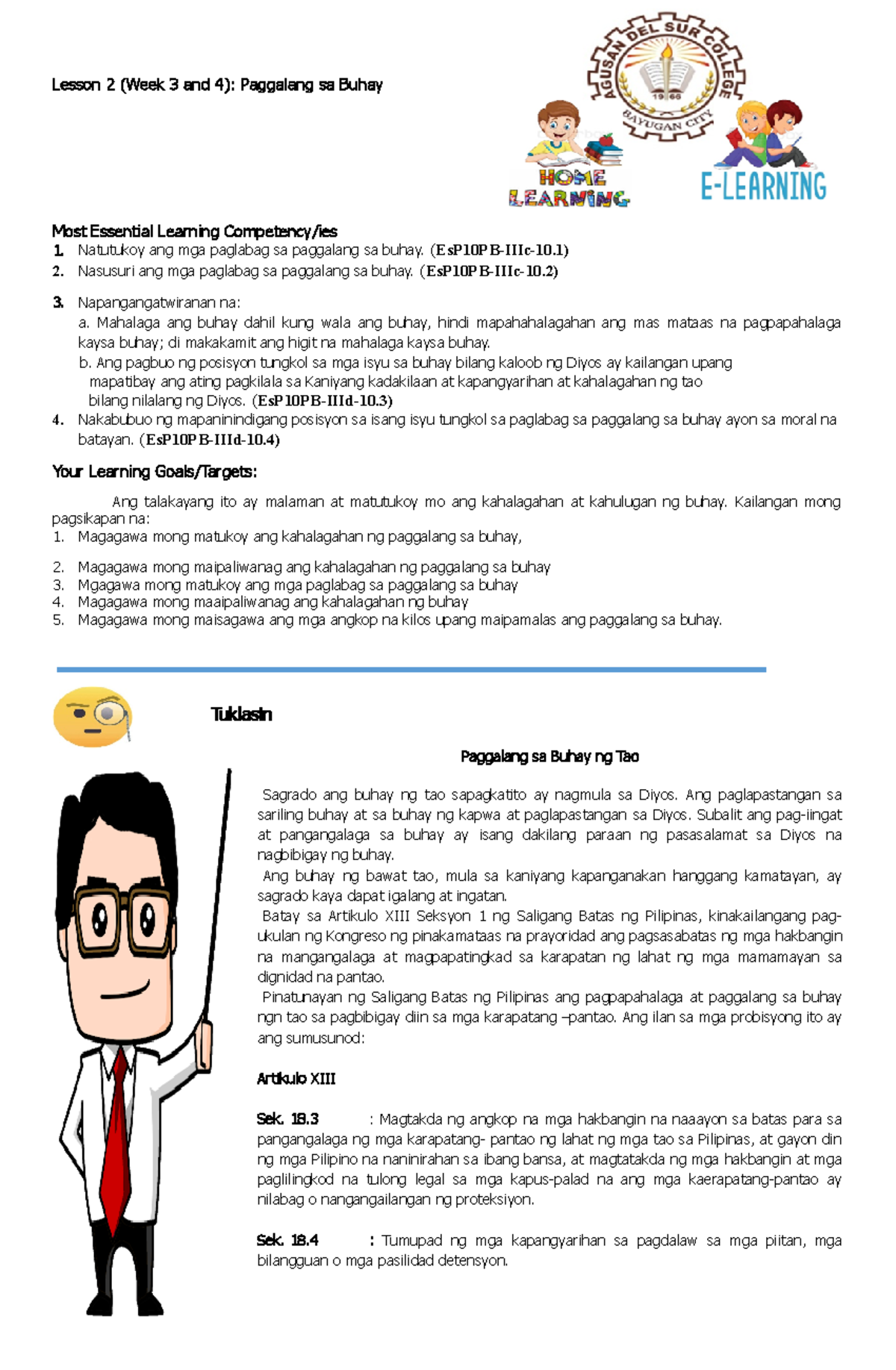 Quarter 3- Lesson 2 - Edukasyon sa Pagpapakatao Learning module ...
