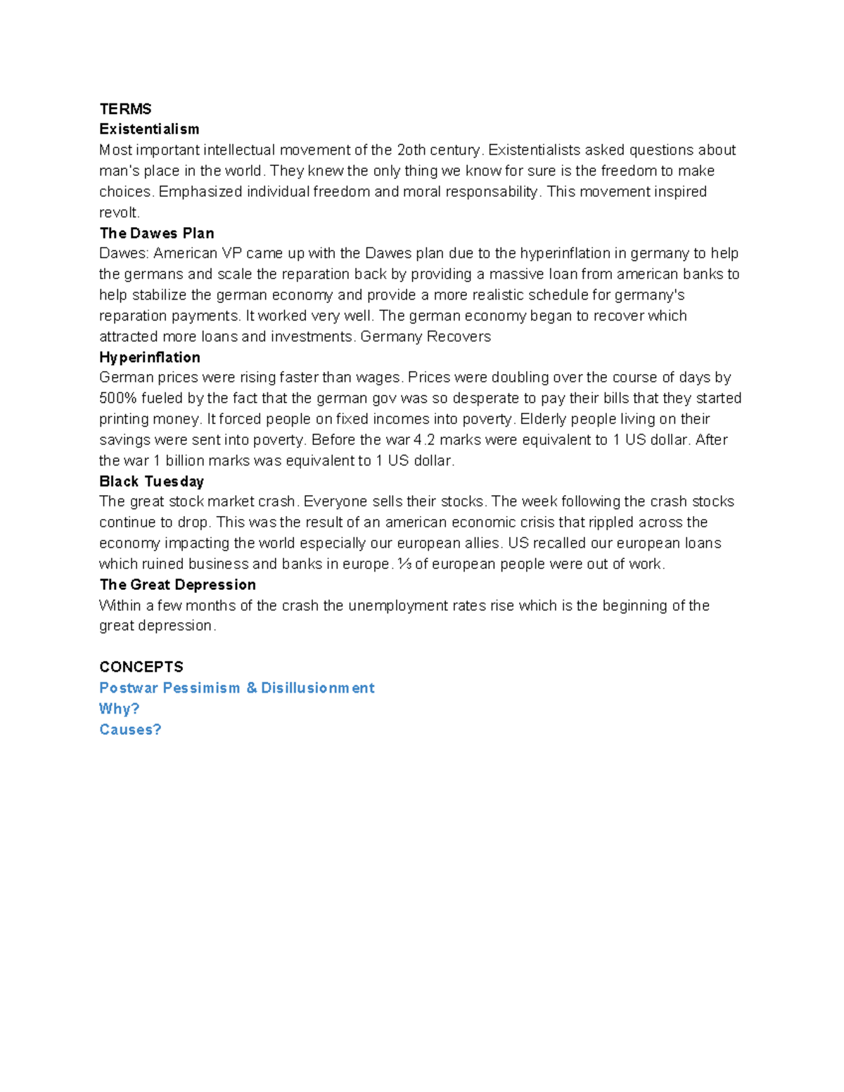 Interwar Thought and Culture 2 - TERMS Existentialism Most important ...