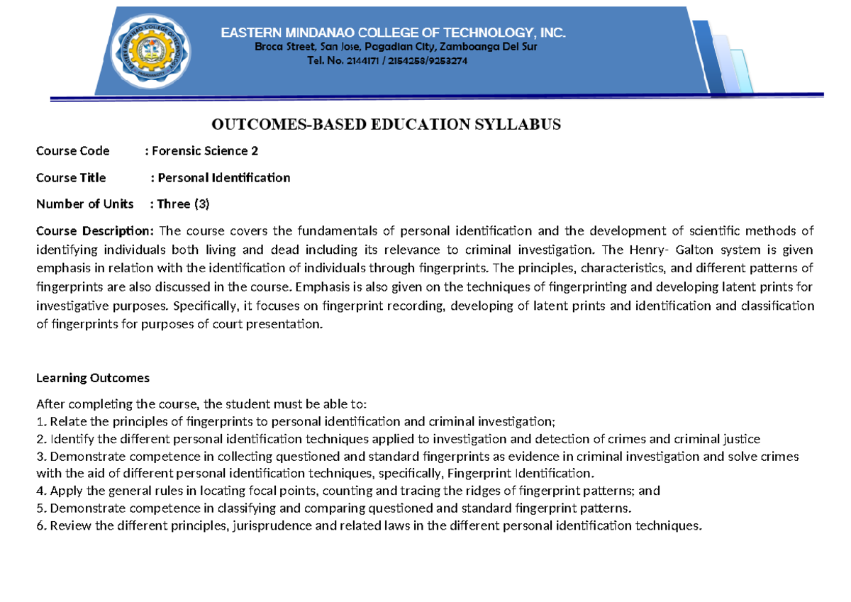 2.Forensic Science 2 - Course Code : Forensic Science 2 Course Title ...