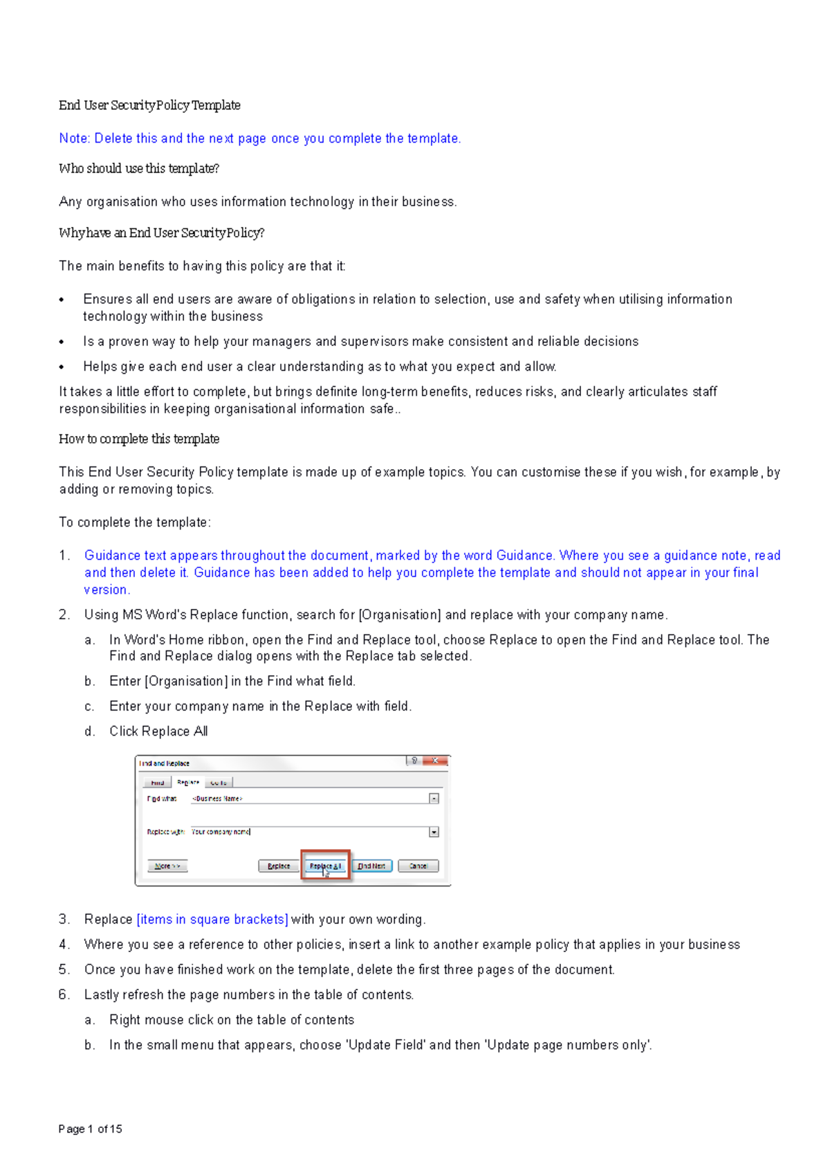 End User Security Policy - Template Final - End User Security Policy ...