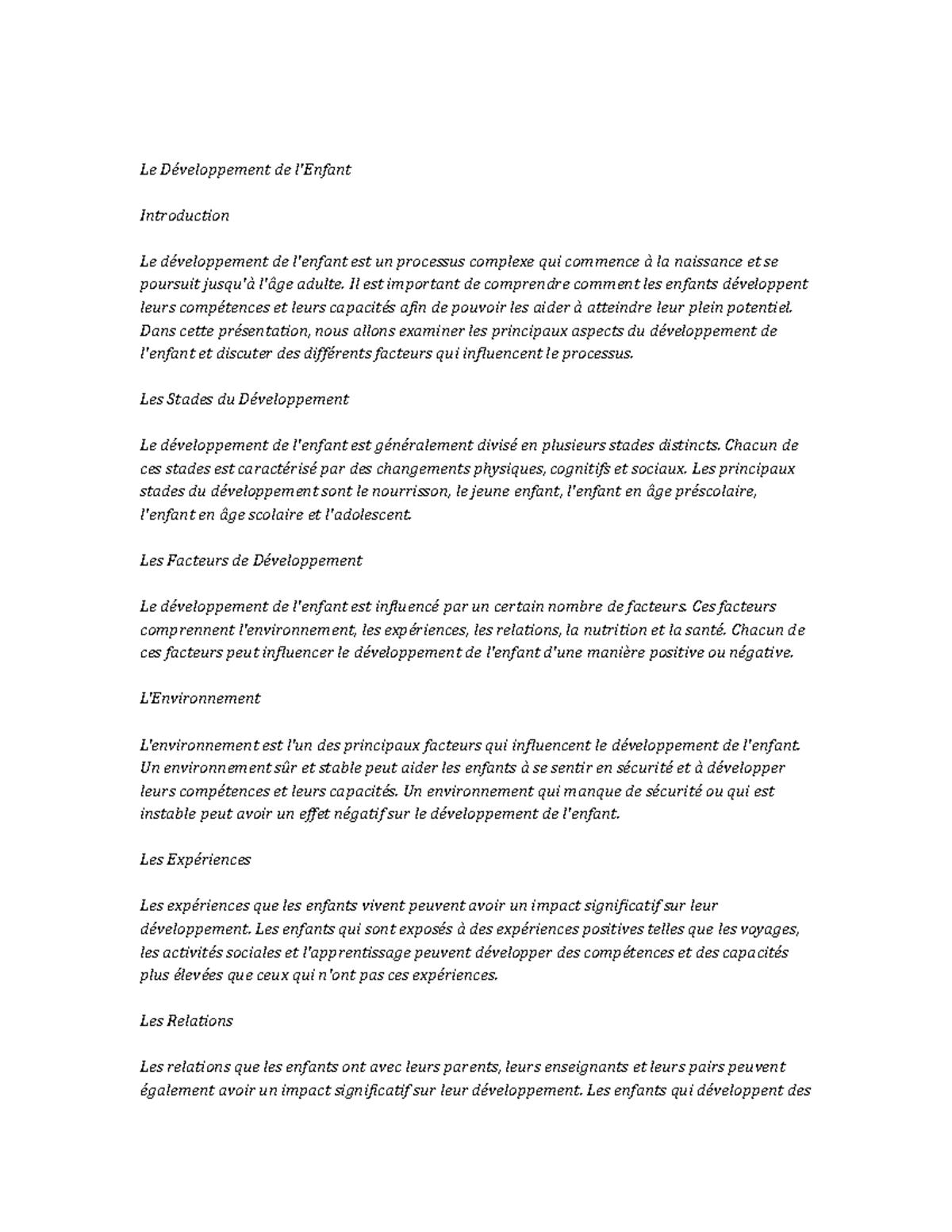 Child Development Study Notes - Le Développement de l'Enfant ...