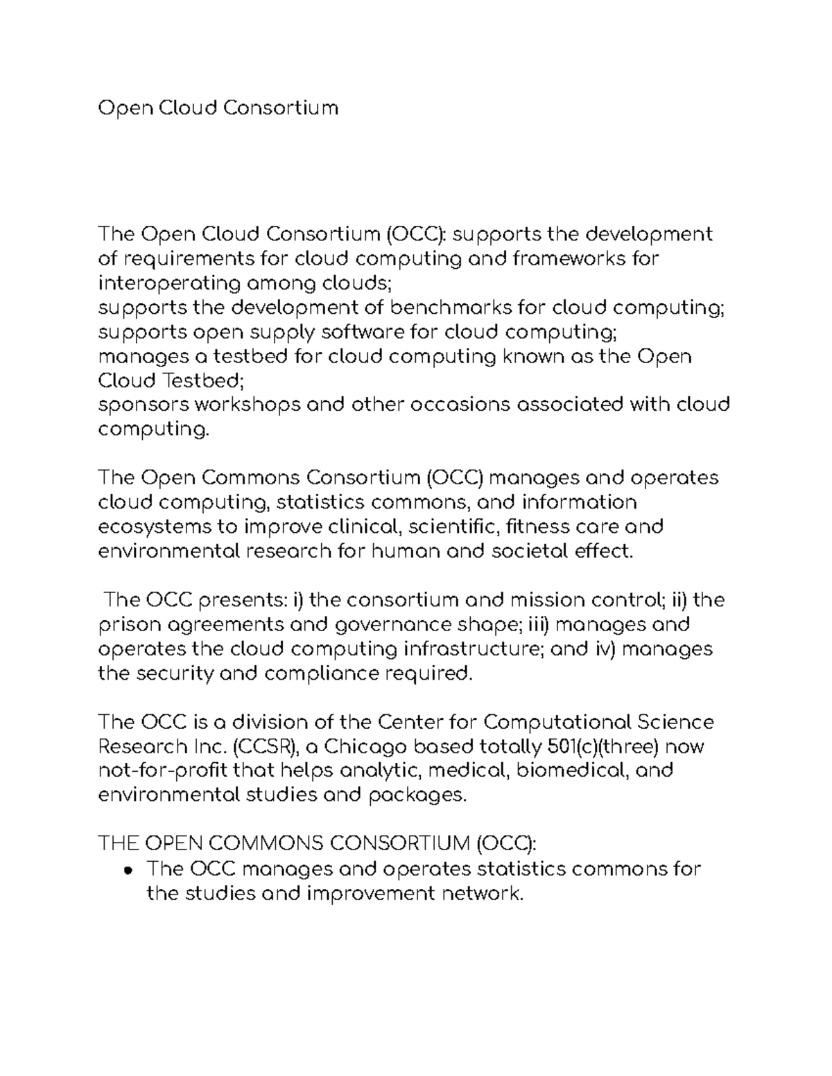 Open Cloud Consortium - Usefull - Open Cloud Consortium The Open Cloud Consortium (OCC ...