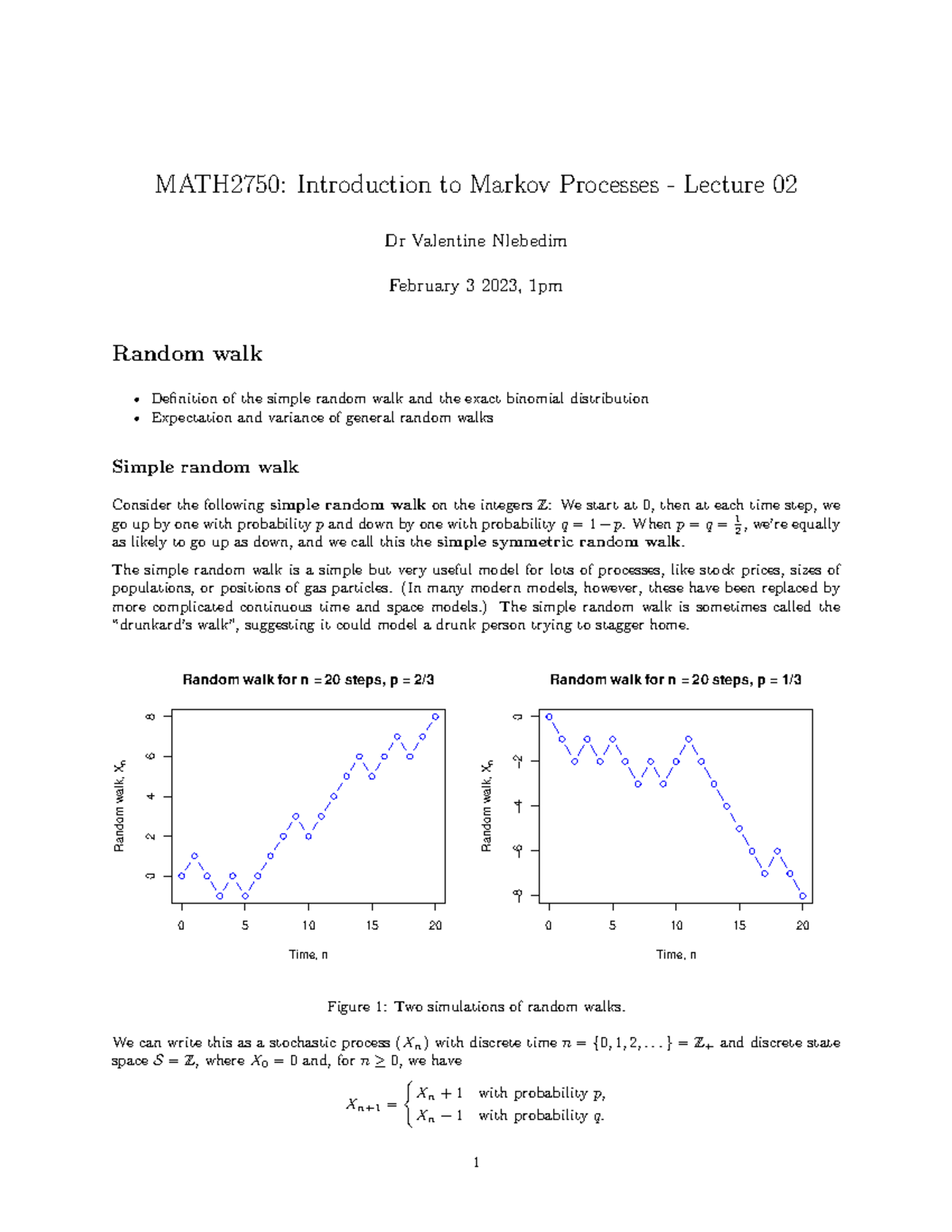 Lecture 2 Section 2 note 2023 - MATH2750: Introduction to Markov Processes - Lecture 02 Dr ...