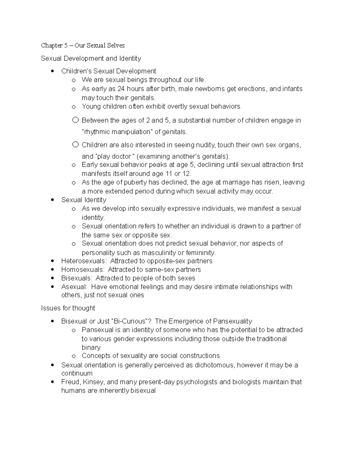 Sexual development and identity - Chapter 5 – Our Sexual Selves Sexual ...