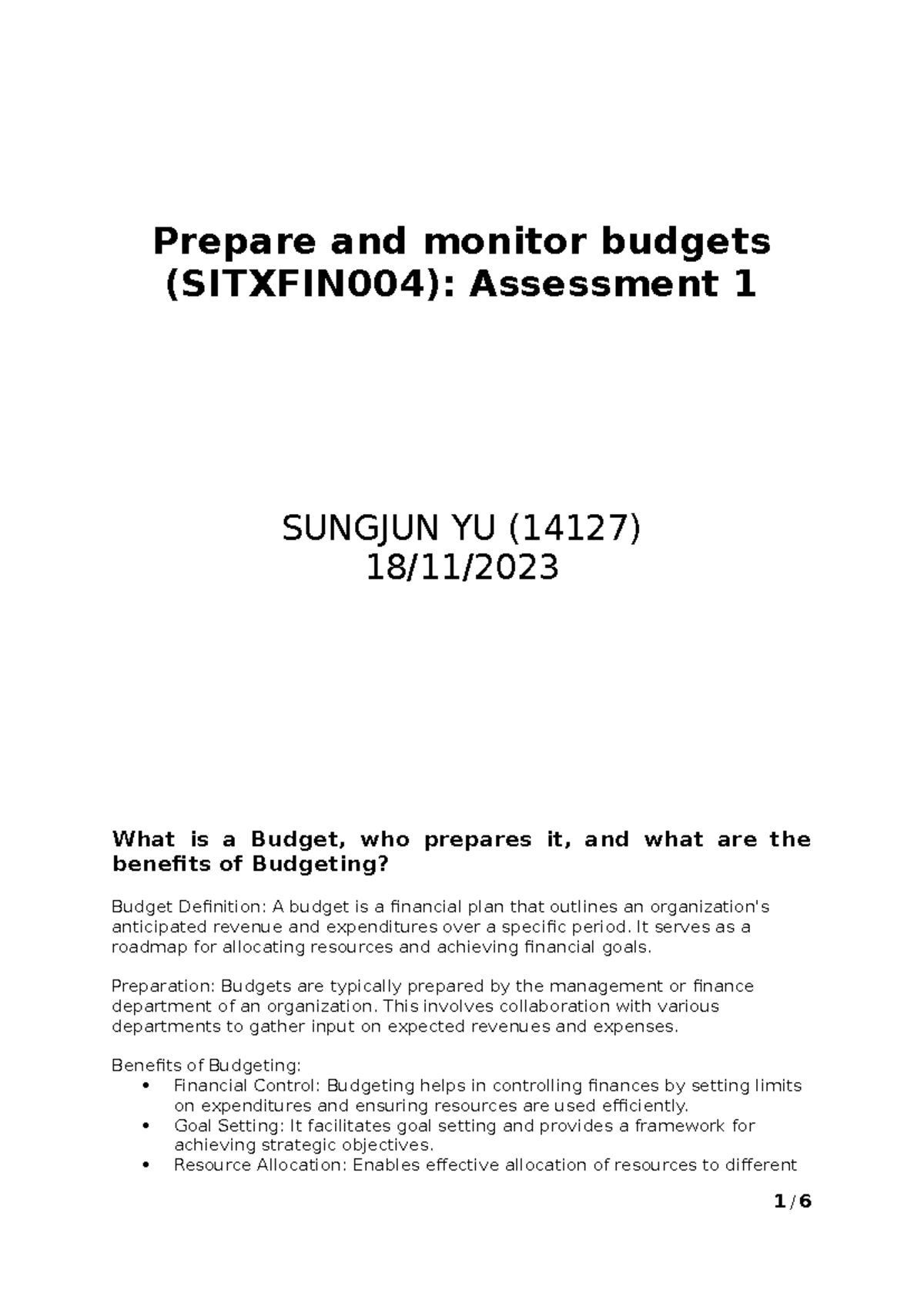 Prepare Budget and Monitor Finances - Prepare and monitor budgets ...