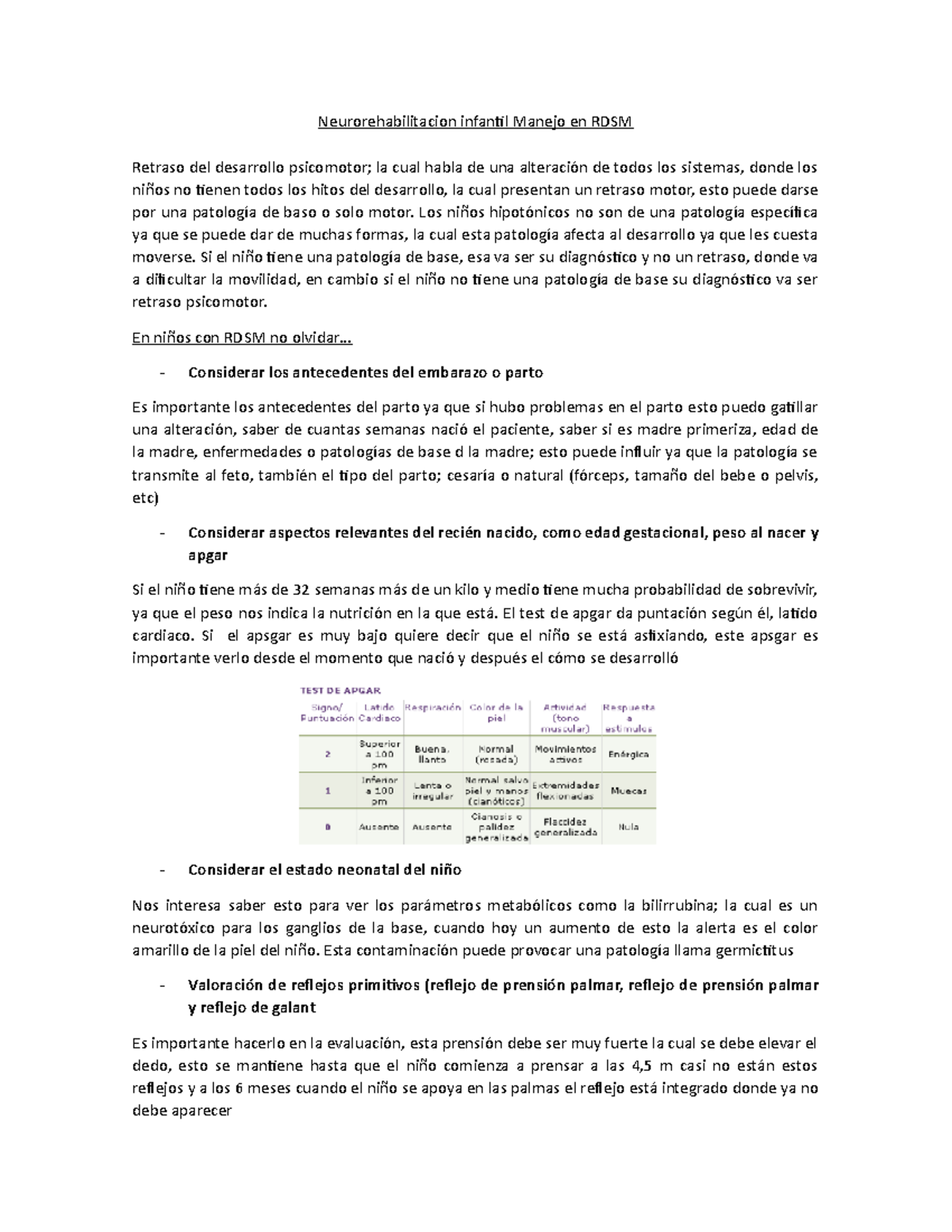 RDSM - Neurorehabilitacion infantil Manejo en RDSM Retraso del ...