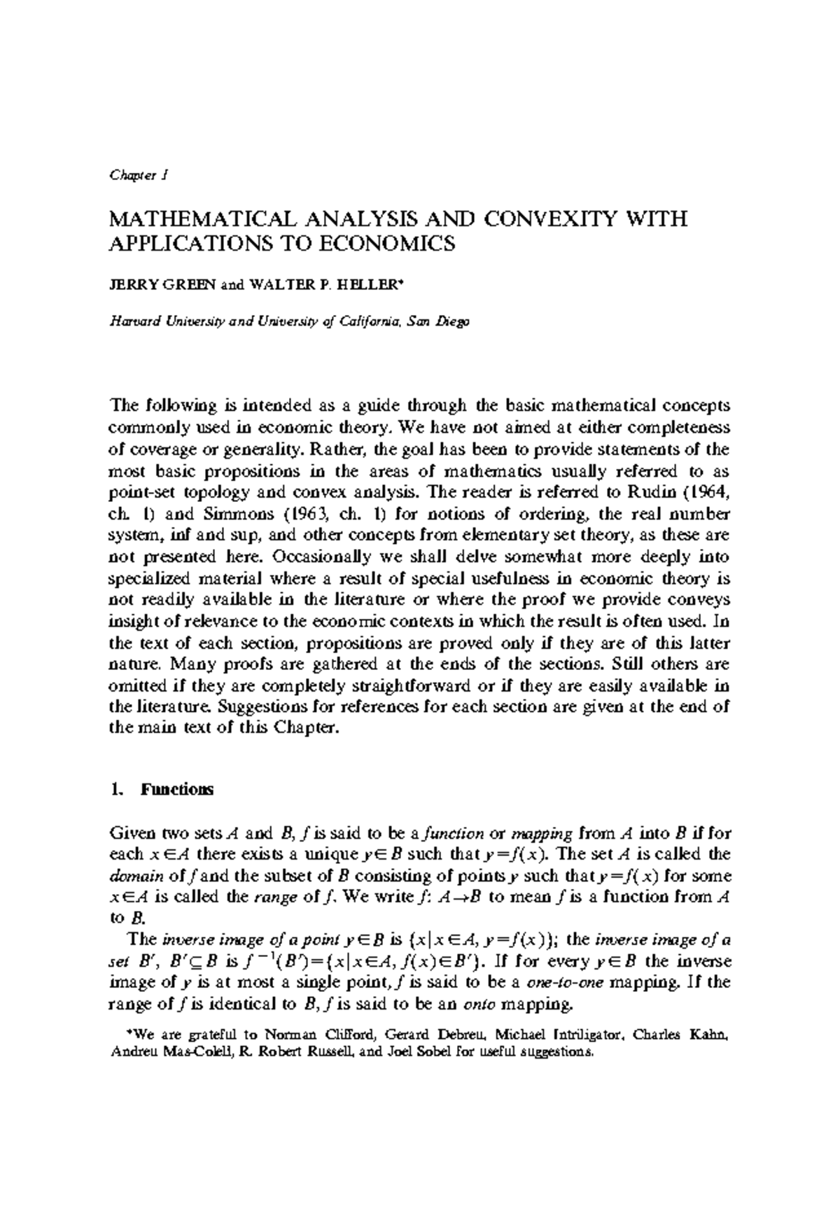 Ch.1. of Handbook of Mathematical Economics, Volume 1 (Handbooks in ...