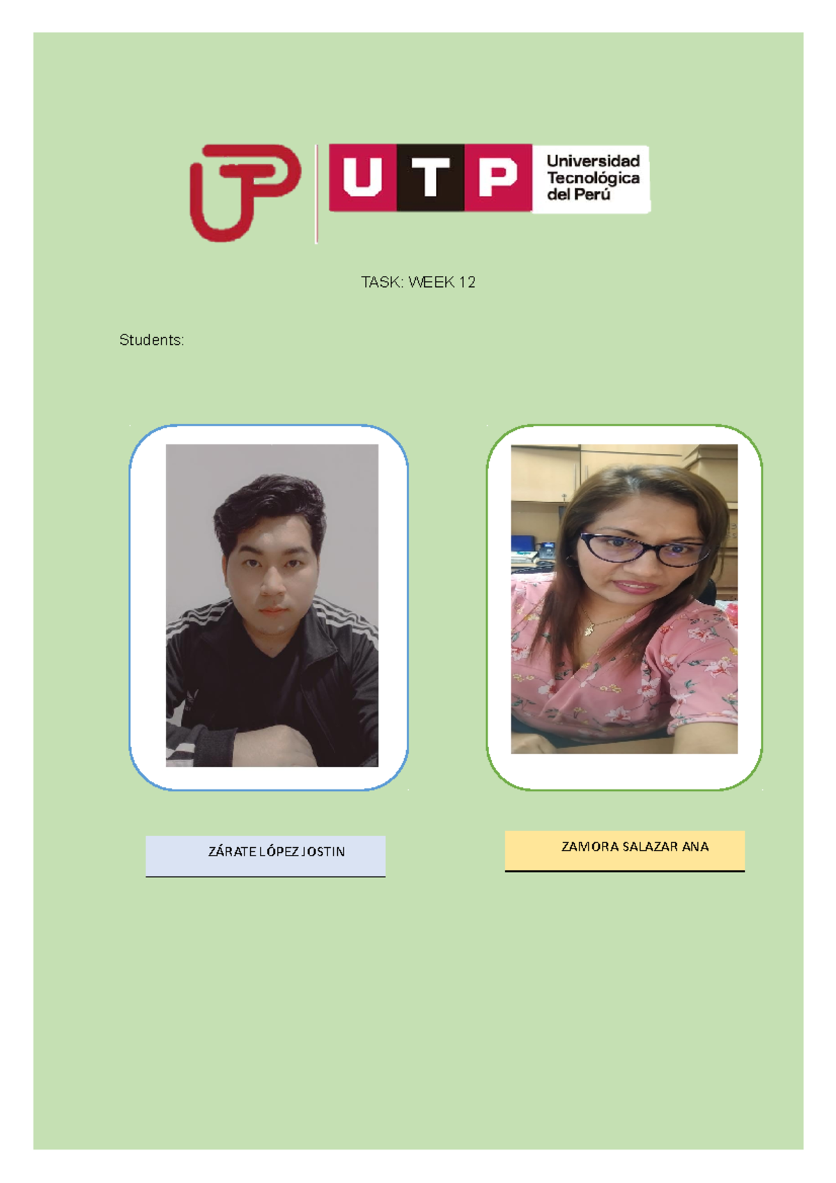 TASK WEEK 12 - Task 12 semana 12 - TASK: WEEK 12 Students: ZAMORA SALAZAR ANA ZÁRATE LÓPEZ ...