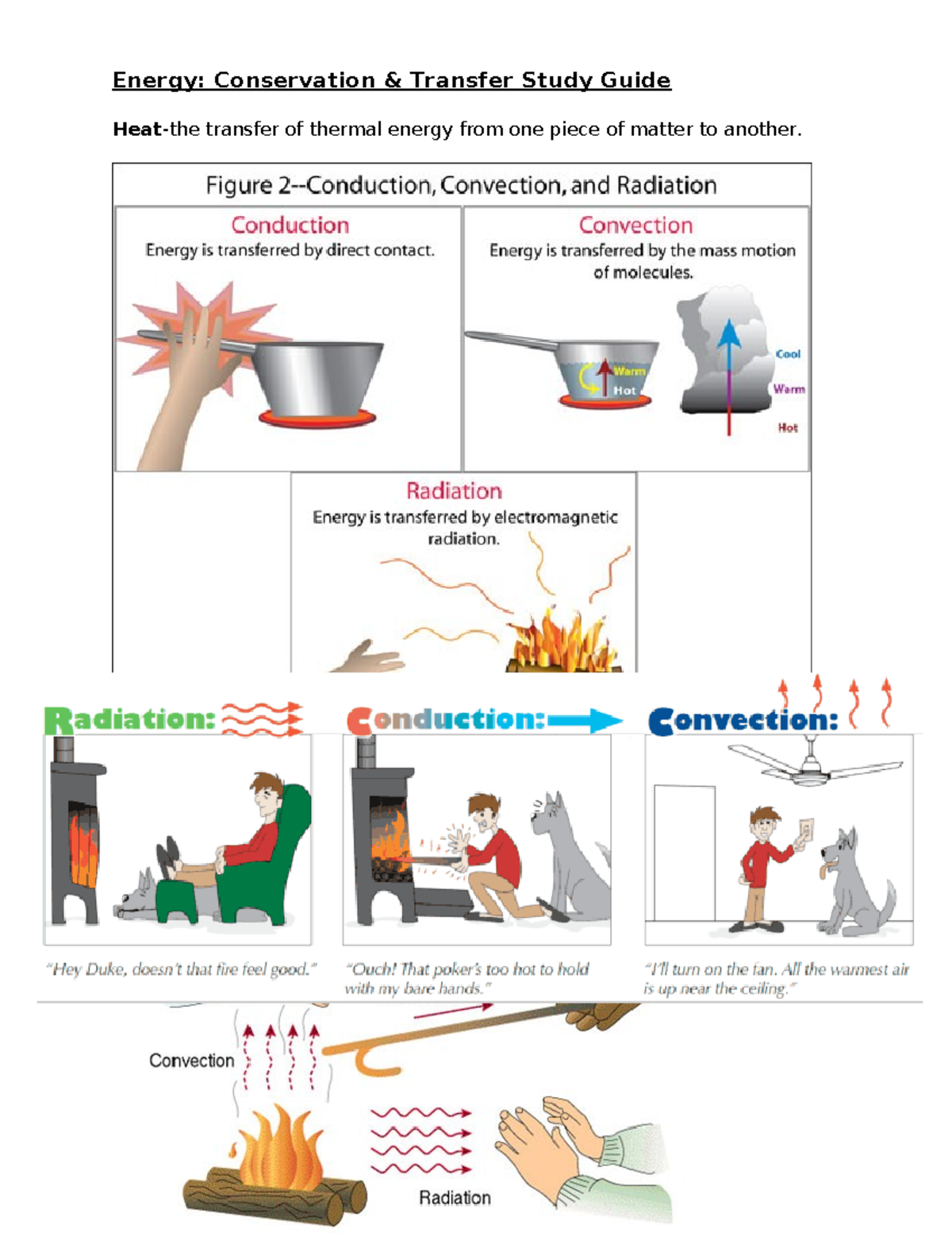 Heat Transfer Study Guide - Energy: Conservation & Transfer Study Guide ...