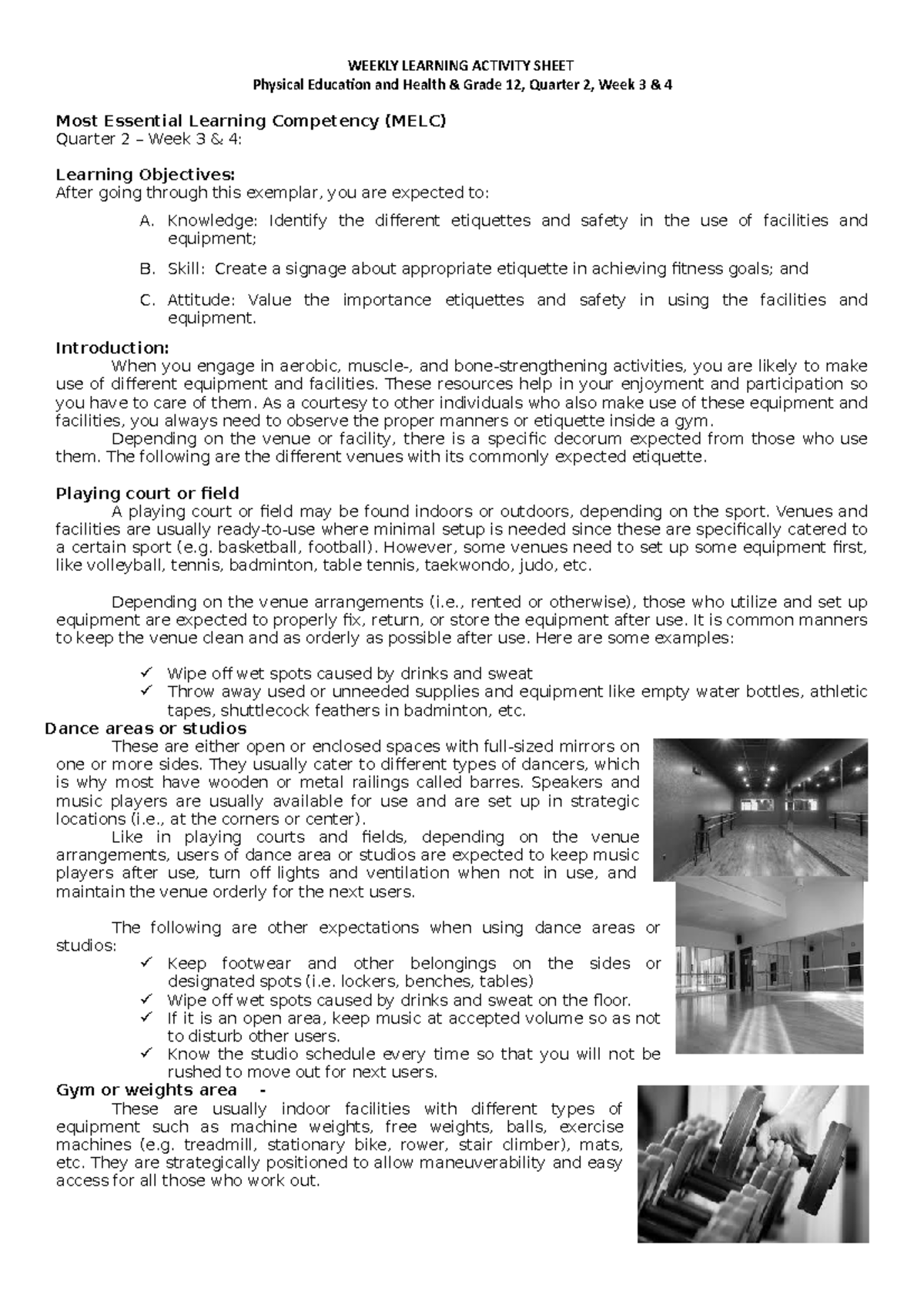 Weekly Learning Activity Sheet 3-4 2ND Quarter - WEEKLY LEARNING ...