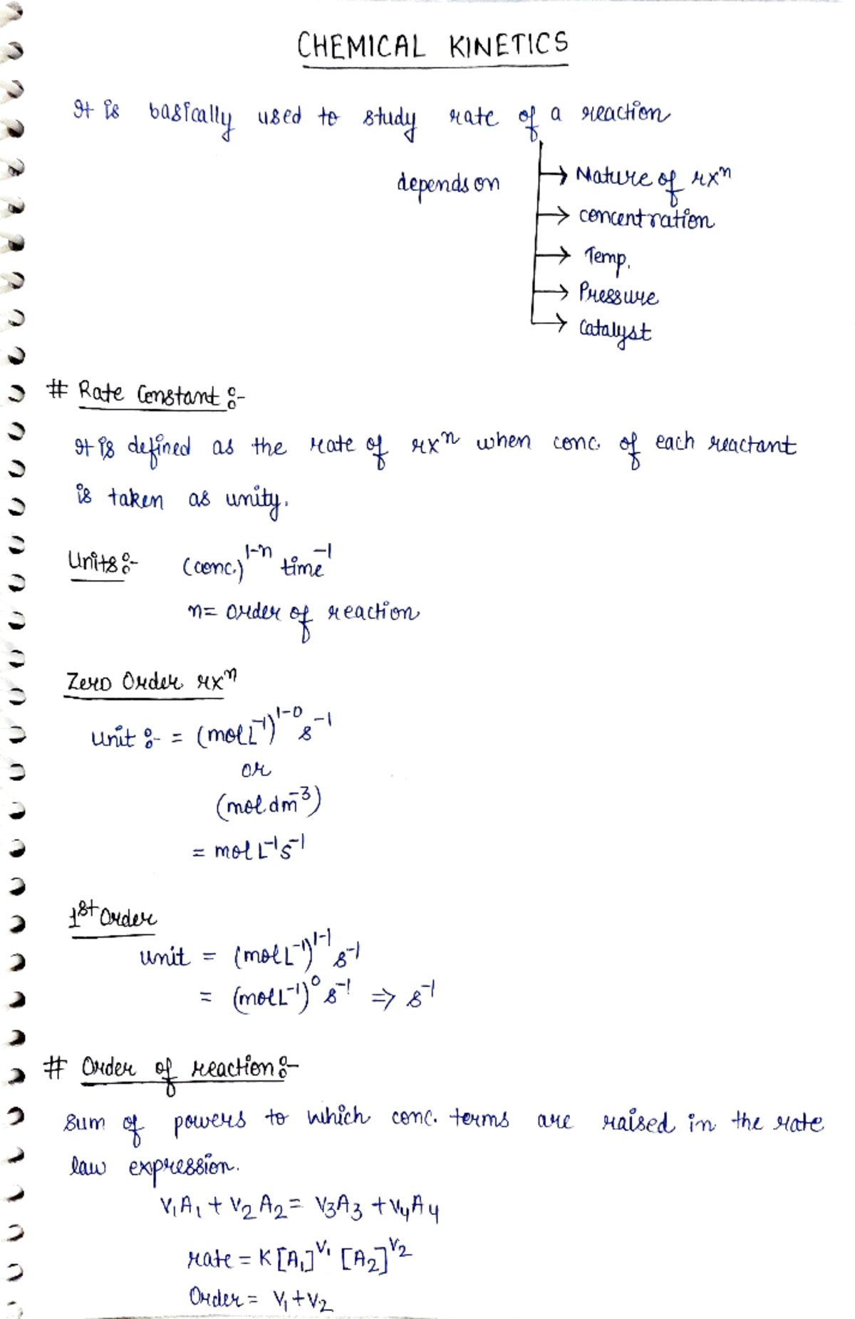 Chemical Kinetics Notes - CHEMICAL KINETICS It is basically used to ...