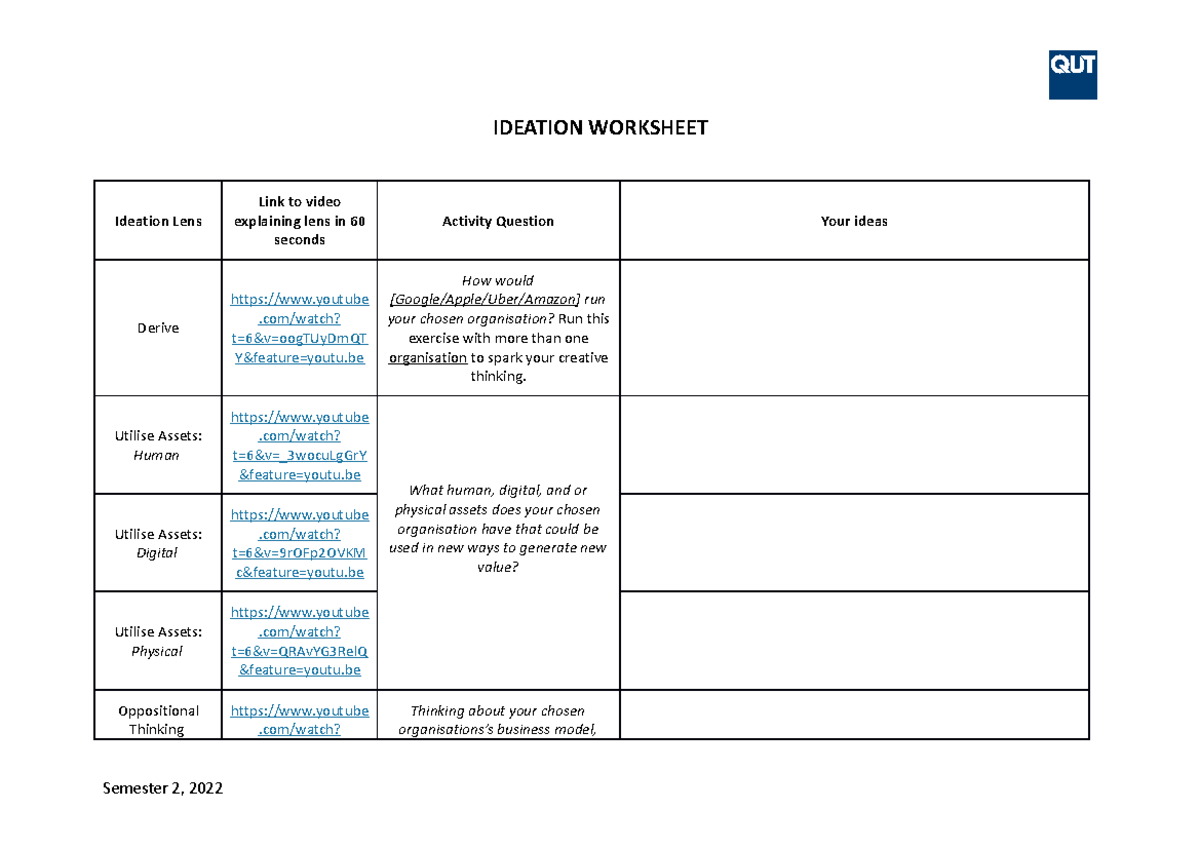 Ideation worksheet 2023 2-1 - IDEATION WORKSHEET Ideation Lens Link to ...