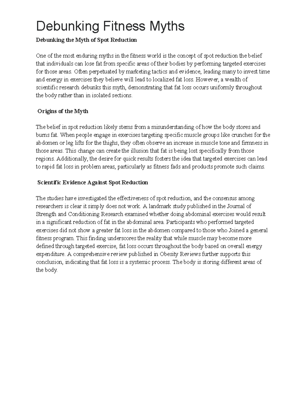 Debunking The Myth Of Spot Reduction Debunking Fitness Myths