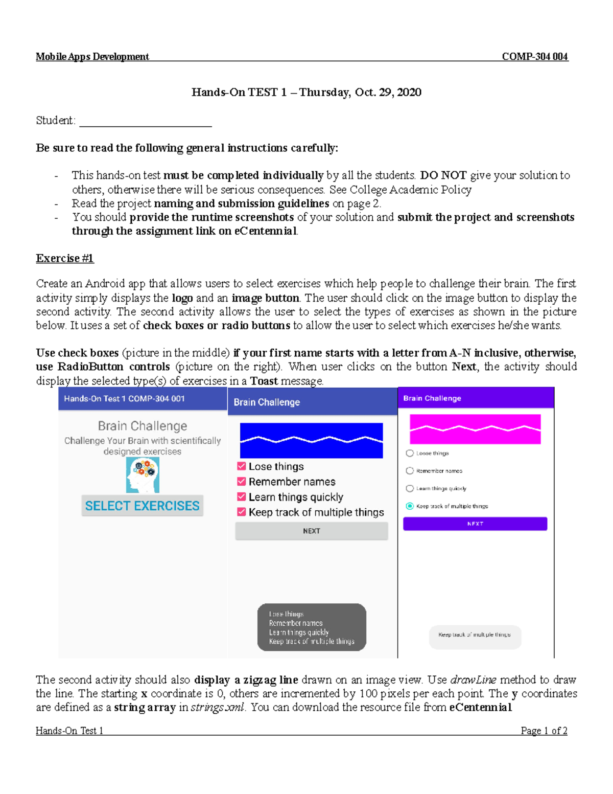 COMP304 Hands-On Test 1 - Mobile Apps Development COMP-304 004 Hands-On ...
