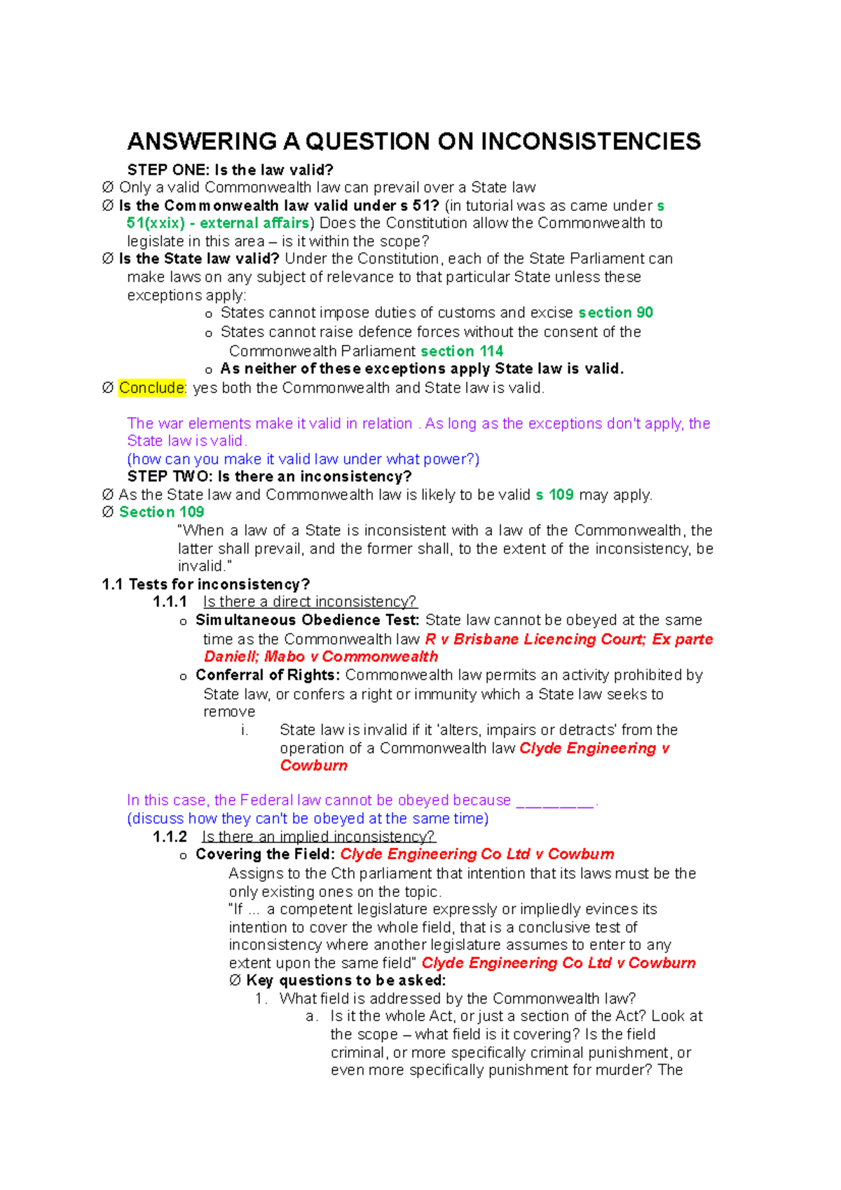 Inconsistencies Problem Solving - ANSWERING A QUESTION ON ...