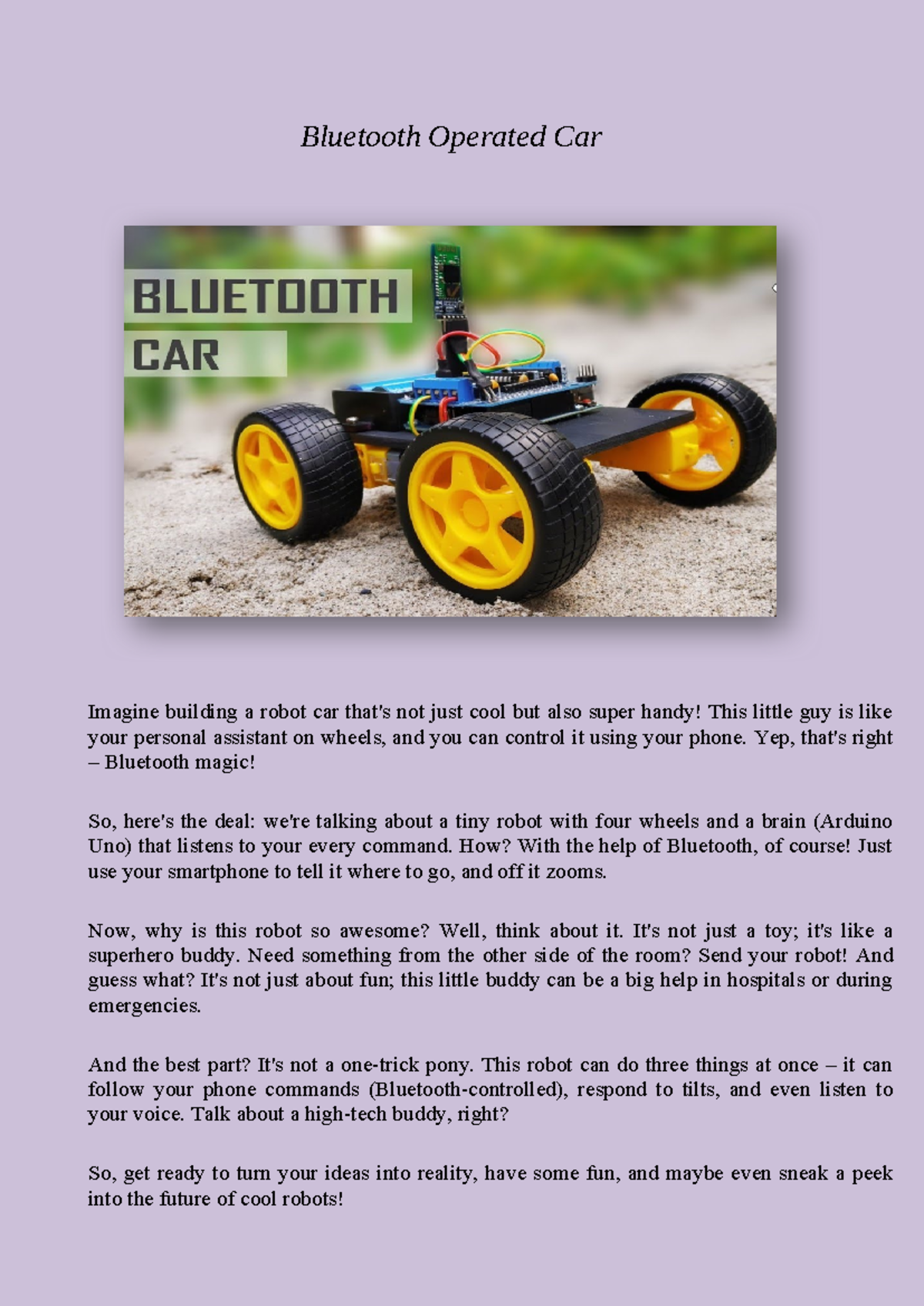 Bluetooth operated Robot (wall-E 2 - Bluetooth Operated Car Imagine ...