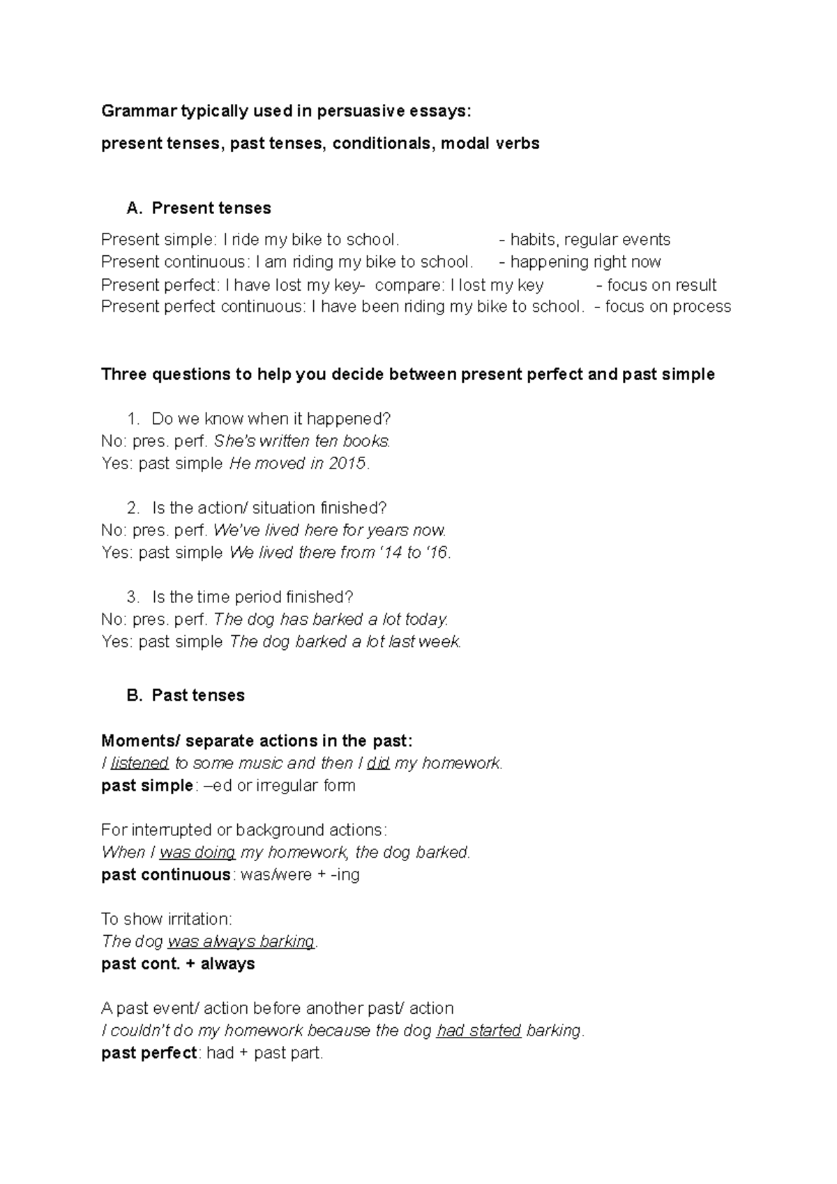 6V essay writing grammar overview - Grammar typically used in ...